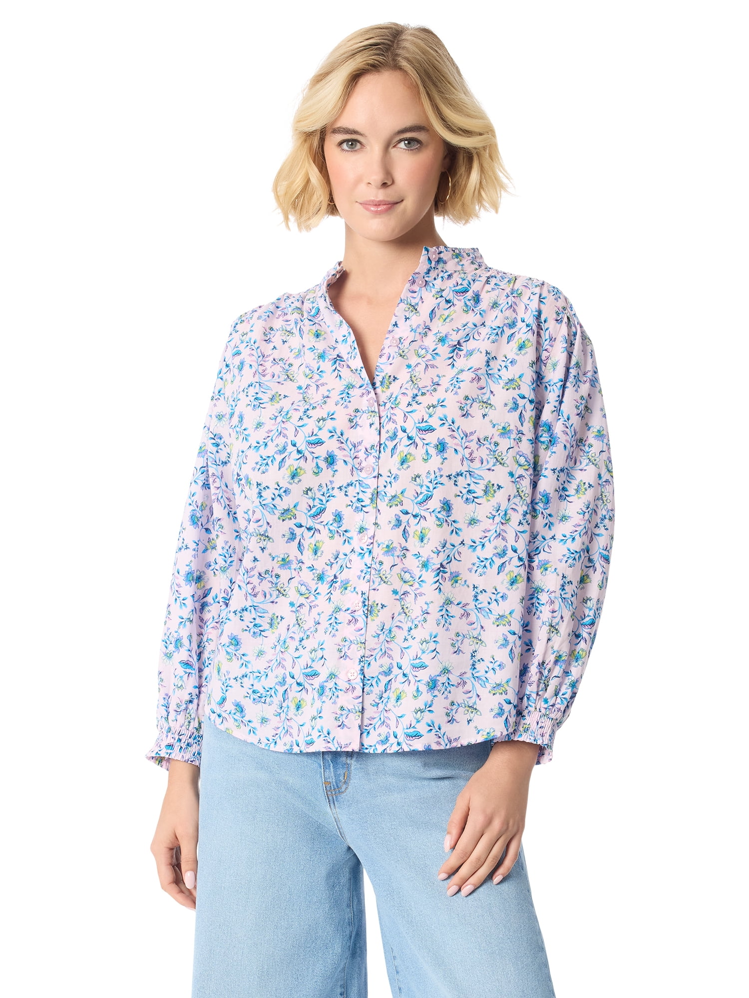 Jessica Simpson Women's and Women's Plus Rowen Button Front Shirt ...