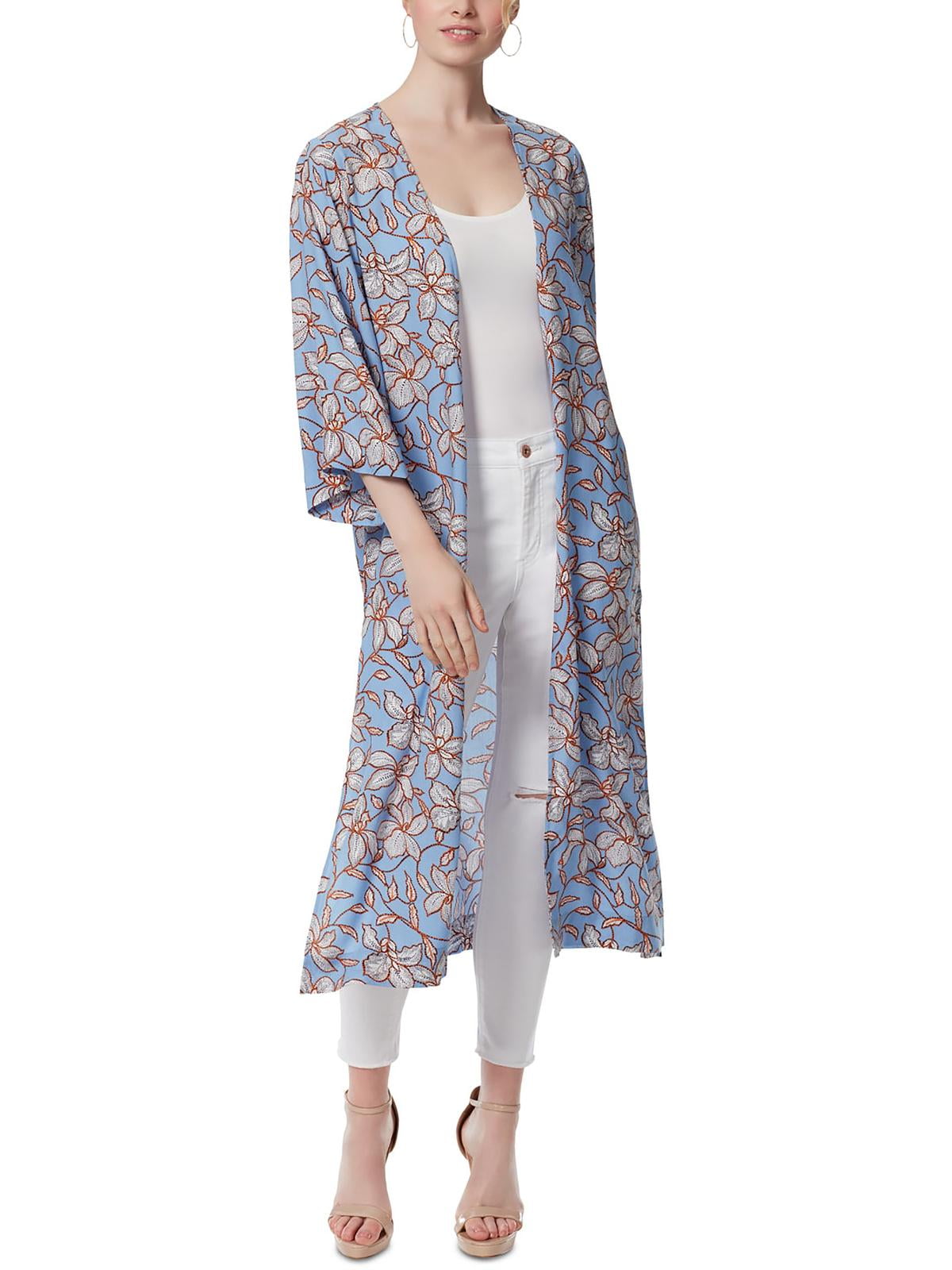 Jessica Simpson Womens Blakely Printed 3/4 Sleeve Duster Cardigan Blue ...