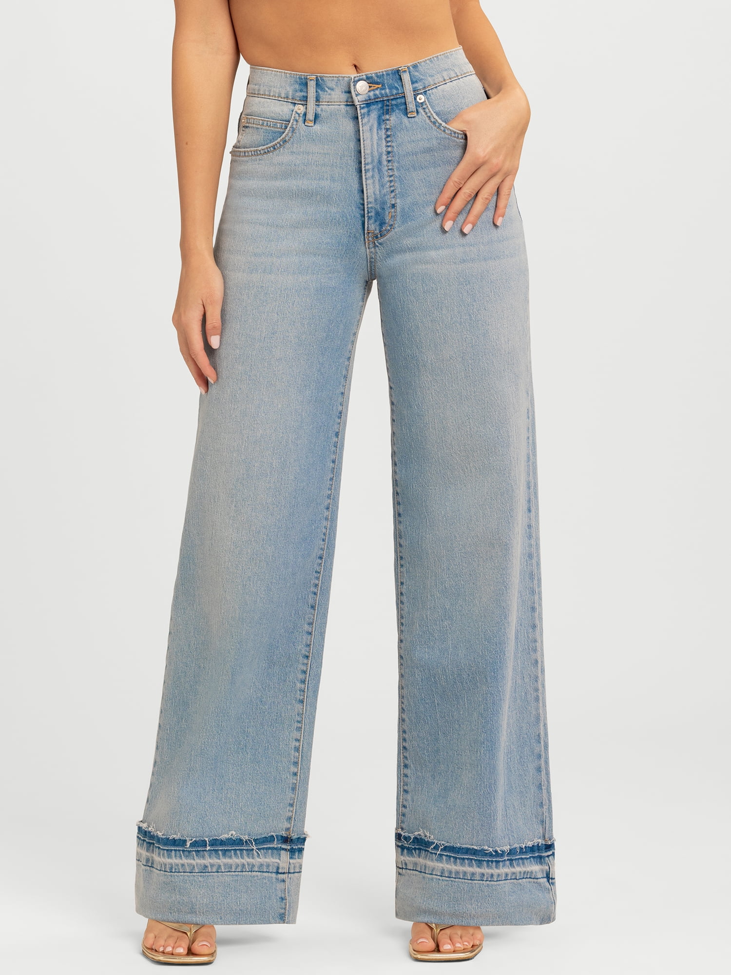 Jessica Simpson Women's Freesia Wide Leg Jeans, 32" Inseam Regular ...