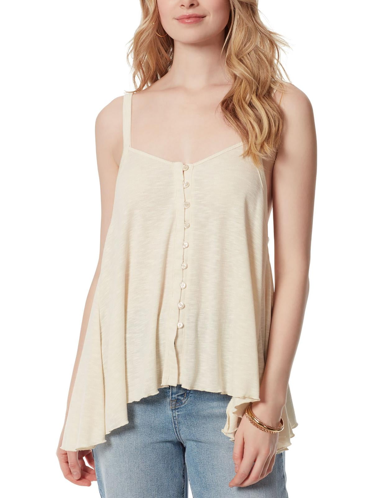 Jessica Simpson Women's Ribbed Sleeveless Hi-Low Button-Down Gwen Tank ...