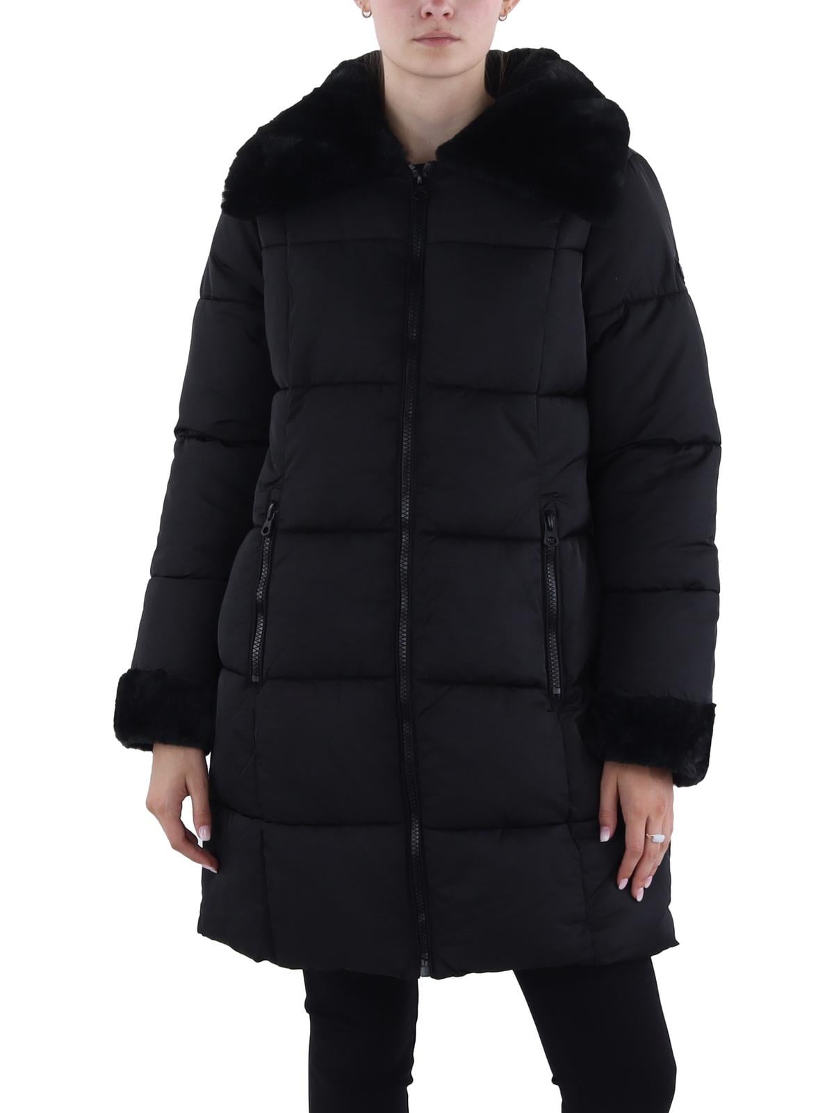 Jessica Simpson Womens Insulated Faux Fur Trim Puffer Jacket - Walmart.com