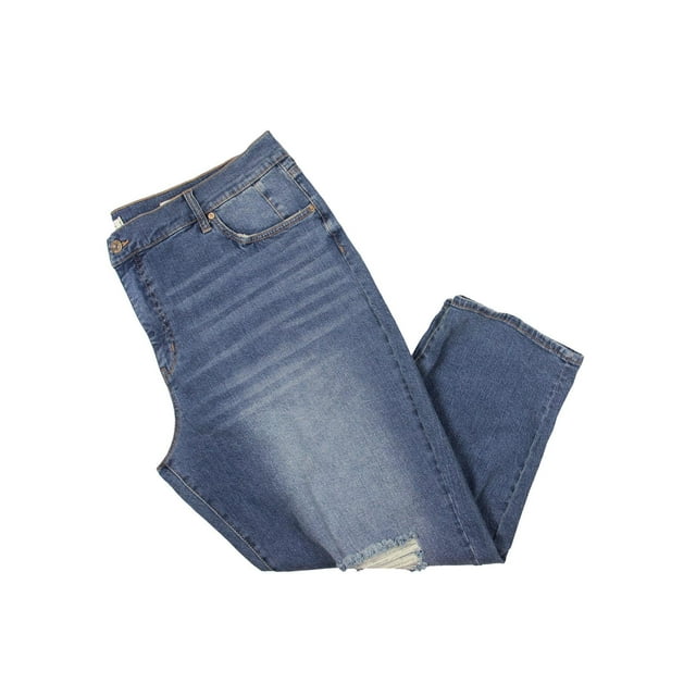 Jessica Simpson Womens Plus Mika Bestie Denim Destroyed Boyfriend Jeans ...