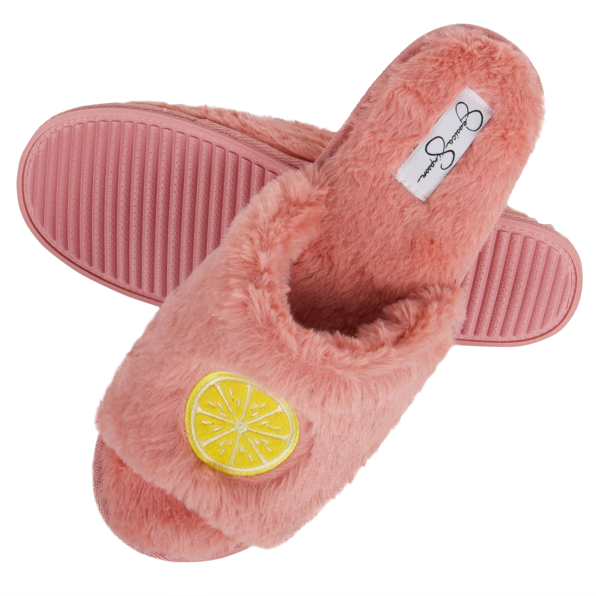 Jessica Simpson Womens Plush Faux Fur Fuzzy Slide On Open Toe Slipper ...