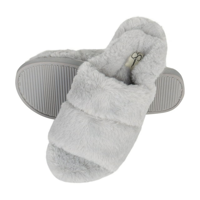 Jessica Simpson Womens Plush Faux Fur Fuzzy Slide on Open Toe With ...