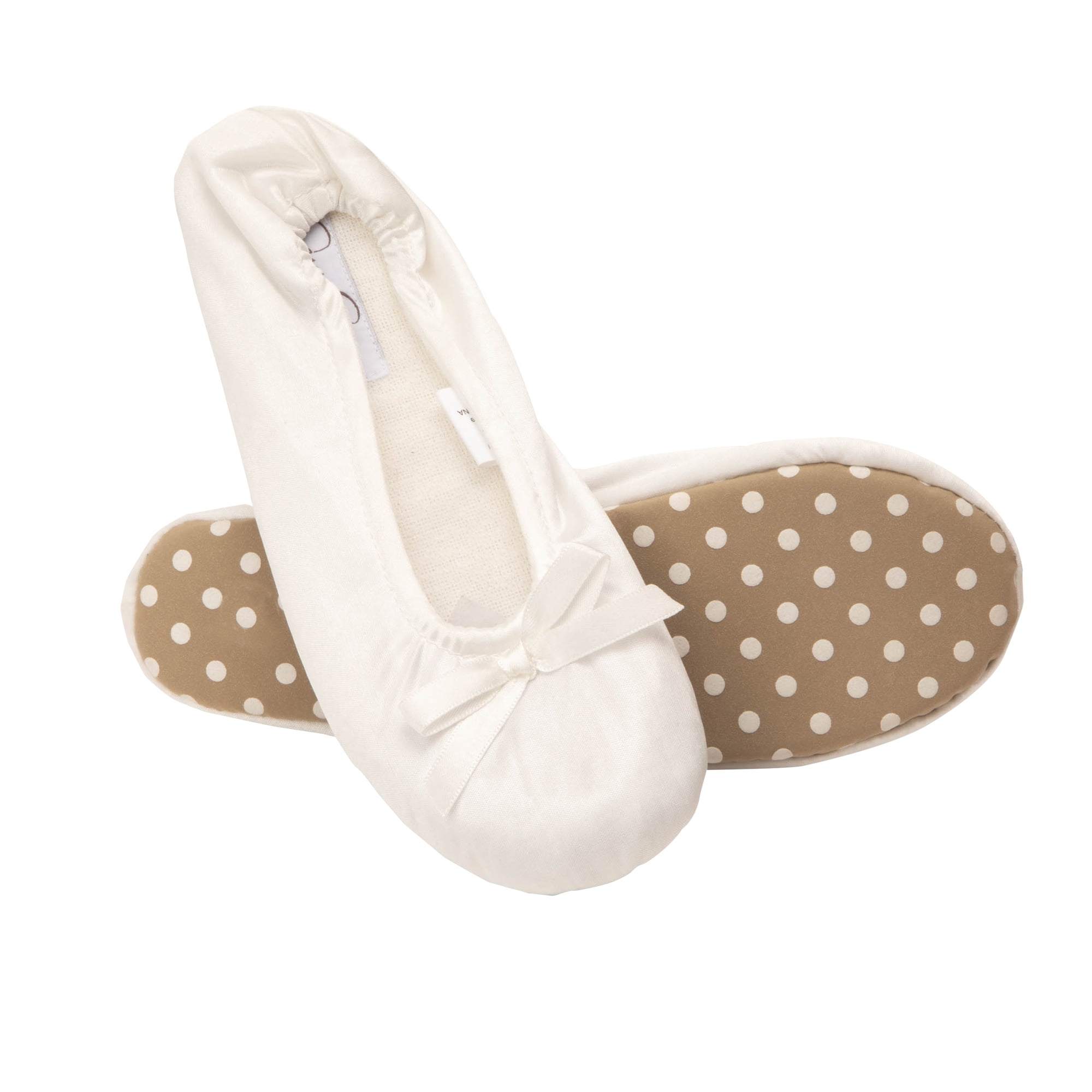 Jessica Simpson Womens Satin Ballerina Yoga Slipper with Bow - Walmart.com