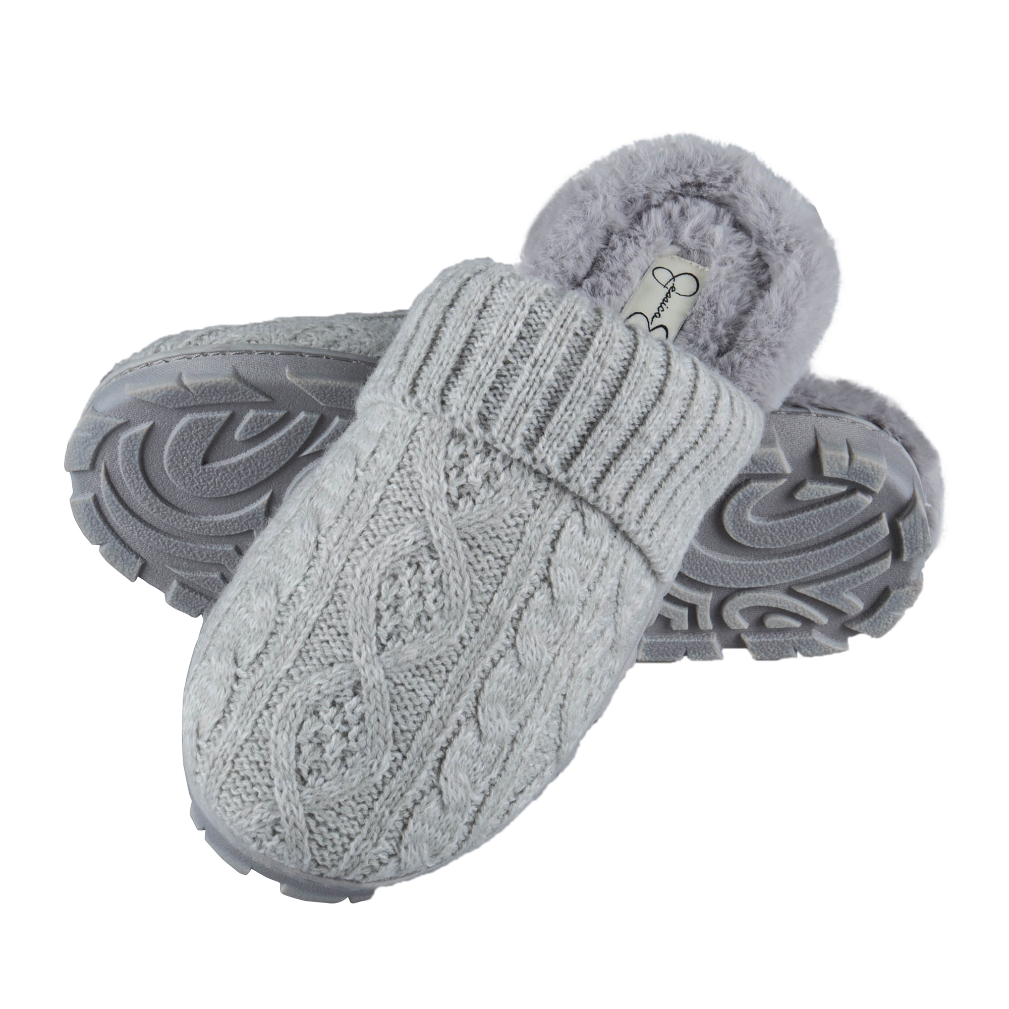 Jessica Simpson Womens Soft Cable Knit Slippers With Indoor/Outdoor ...