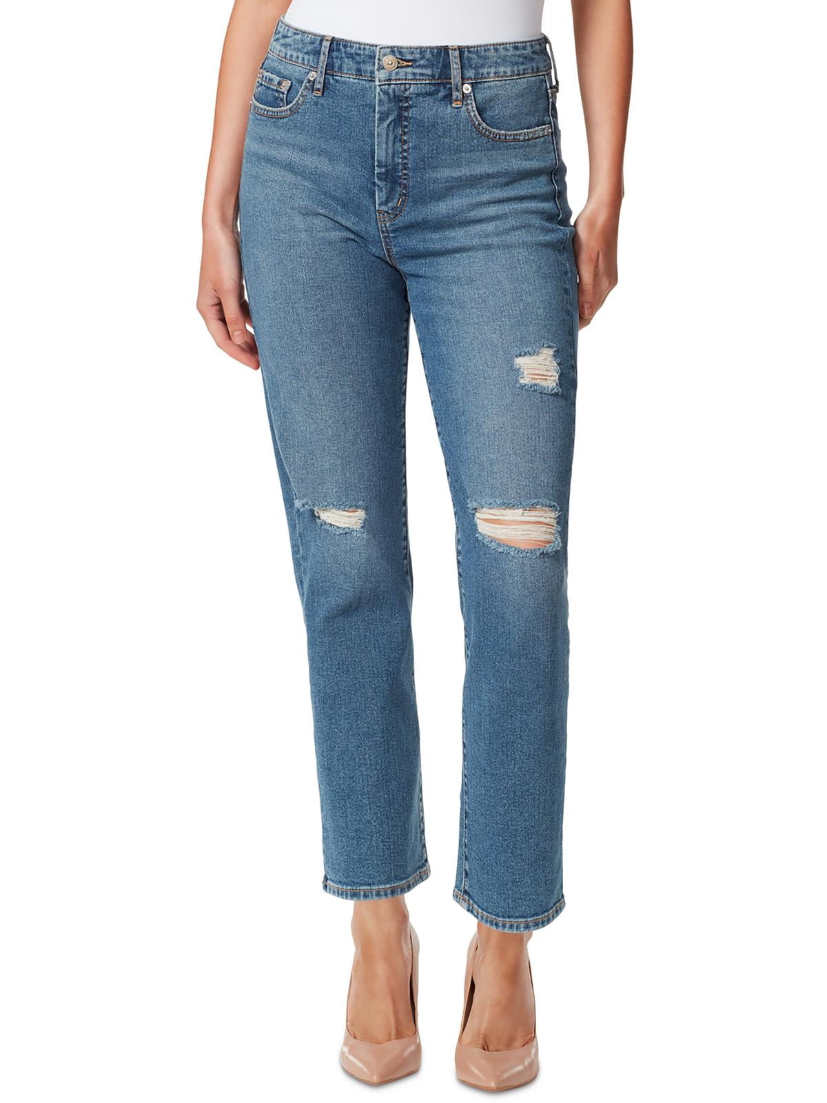 Jessica Simpson Womens Spotlight Denim Distressed Straight Leg Jeans ...