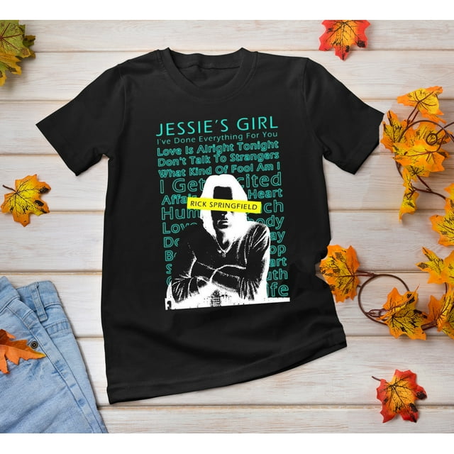 Jessie's Girl Rick Springfield Song Black All size Shirt - Walmart.com