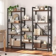 JessieMal Triple 4 Tier Bookshelf, Bookcase with 11 Open Display ...