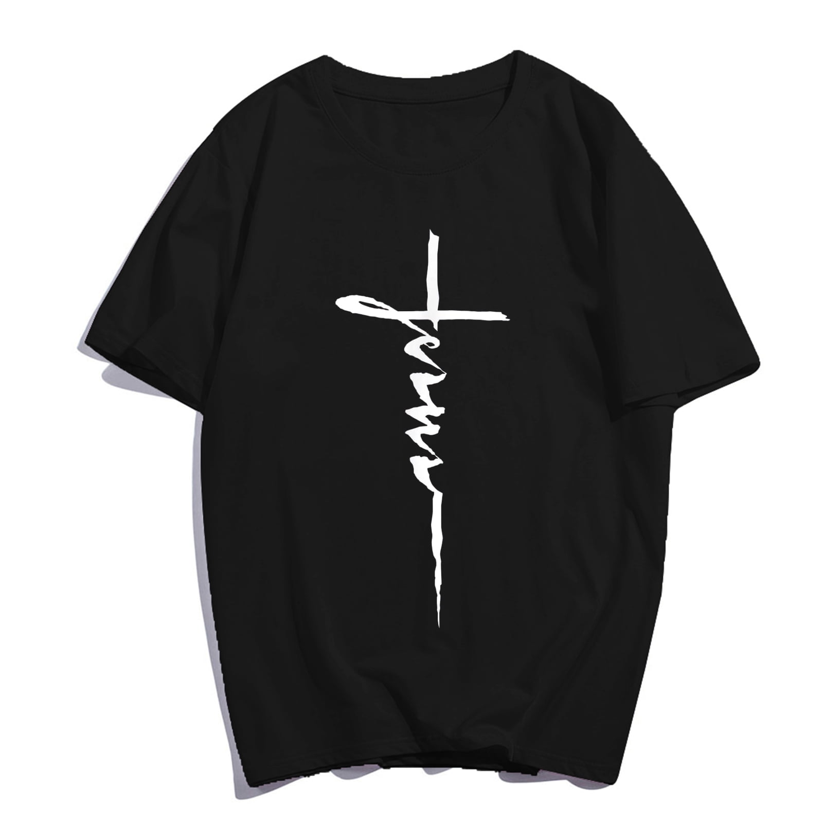 Jessu Cross Letter T-Shirt Women Men Jesus Christian Faith Cross Shirts ...