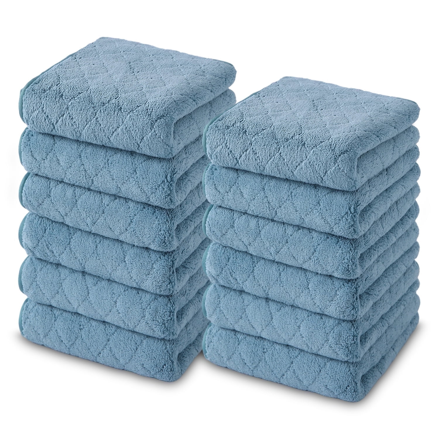 Jessy Home 12 Pack Turquoise Washcloths for Bathroom 13"x13" Ultra Soft ...