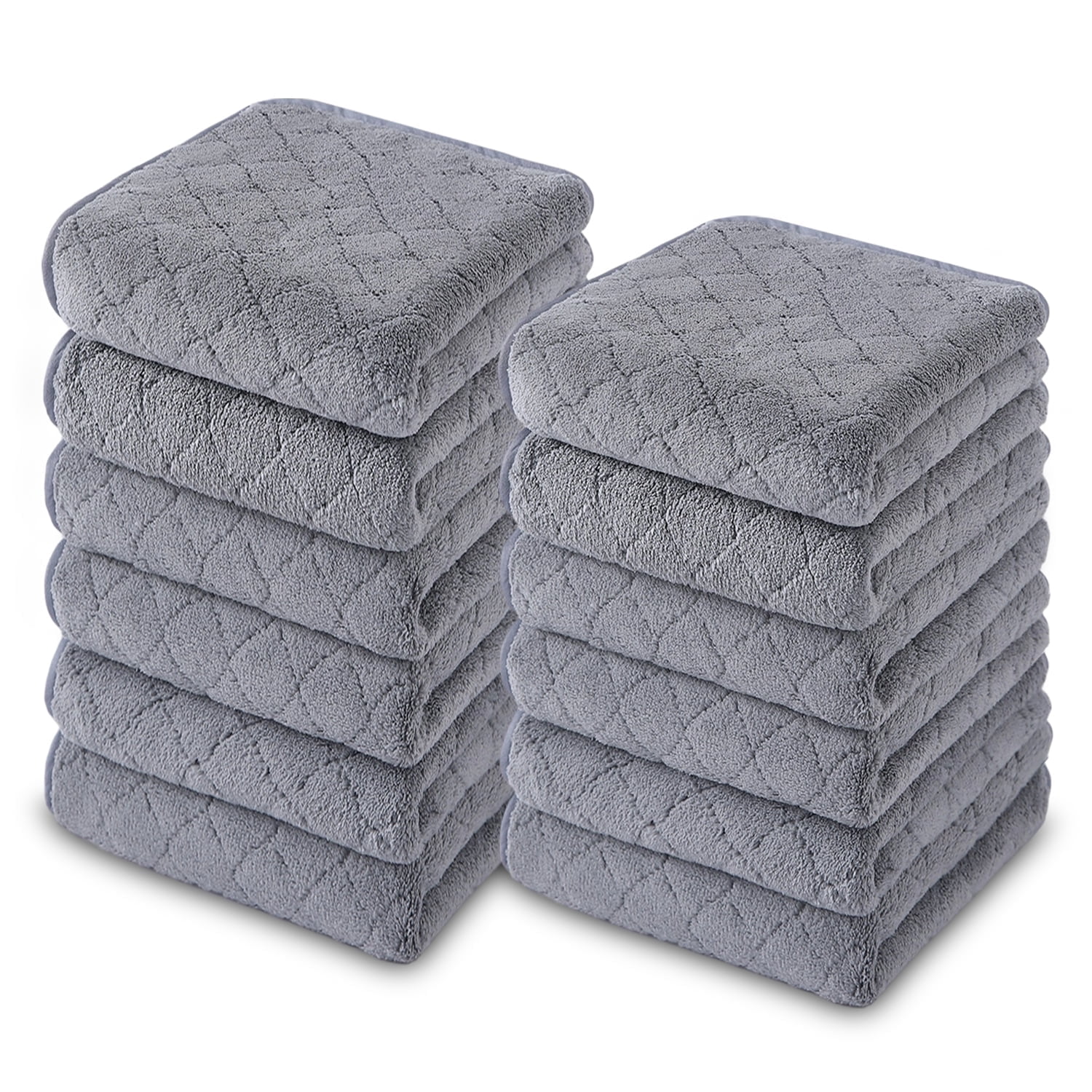 Jessy Home 12 Pack Ultra Soft Microfiber Washcloths, 13x13 Inch, Dark ...