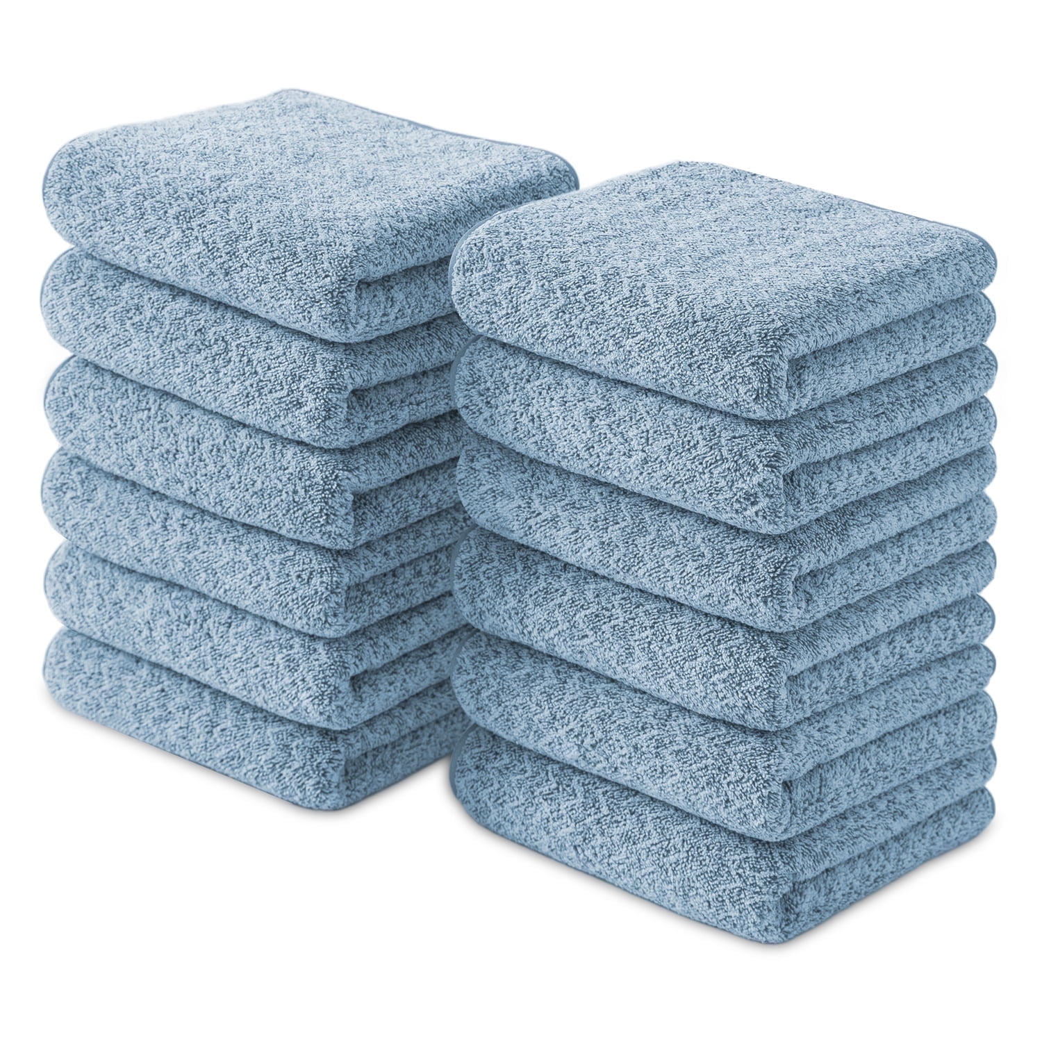 Jessy Home 12 Pack Lake Blue W Stripe Washcloths for Bathroom 13x13 ...