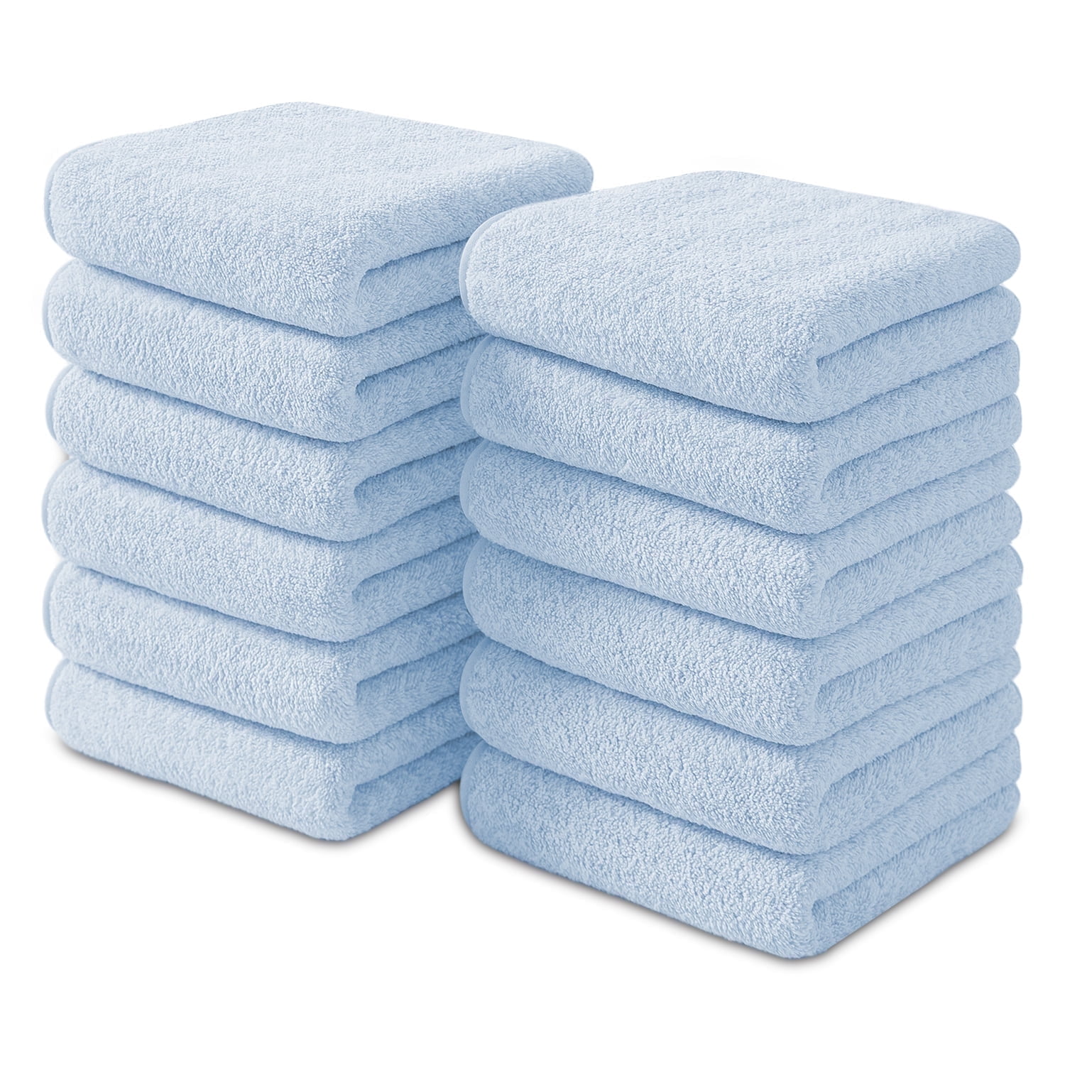 Jessy Home 12 Pack Light Blue W Stripe Washcloths for Bathroom 13x13 ...