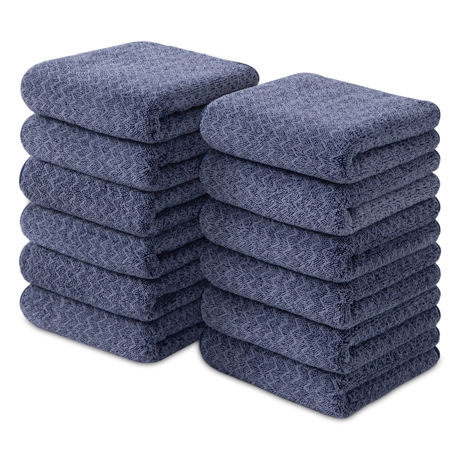 Jessy Home 12 Pack Navy Blue W Stripe Washcloths for Bathroom 13x13 ...