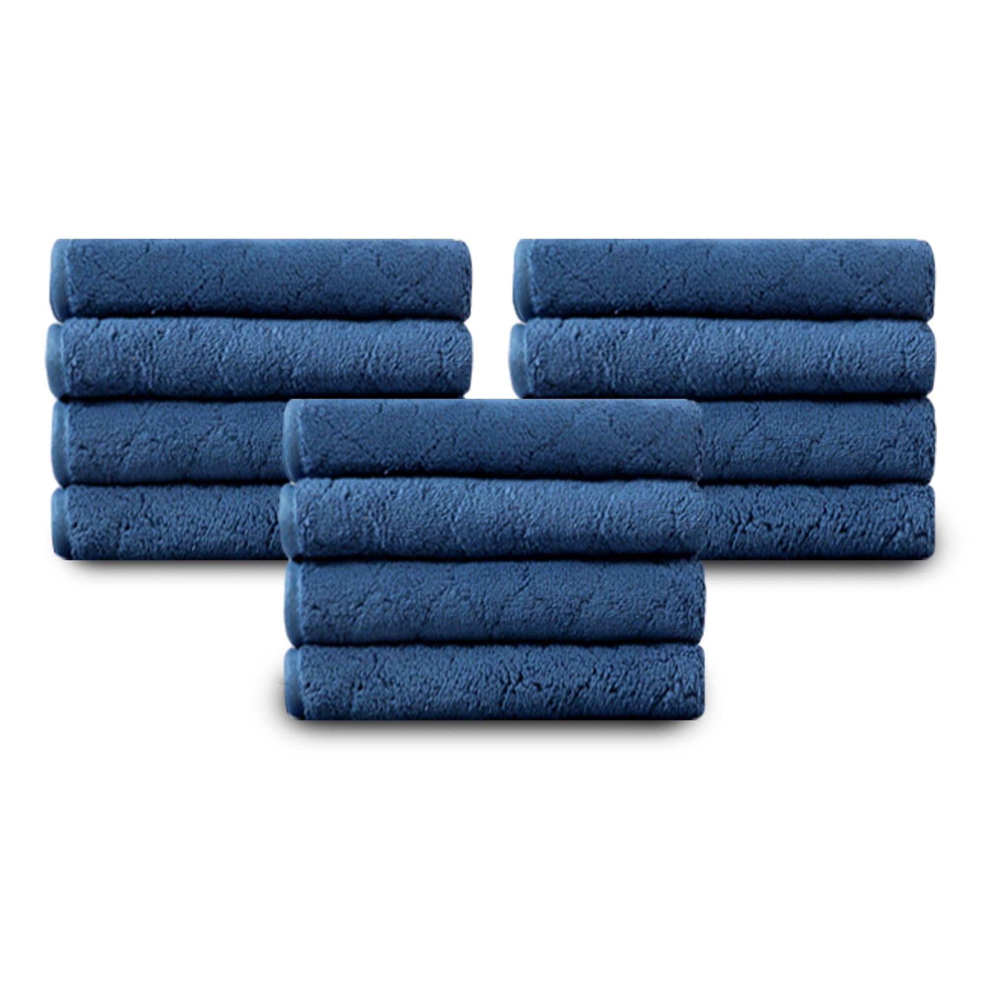 Jessy Home 12 Pack Navy Blue Washcloths for Bathroom 13x13 Inch Ultra ...