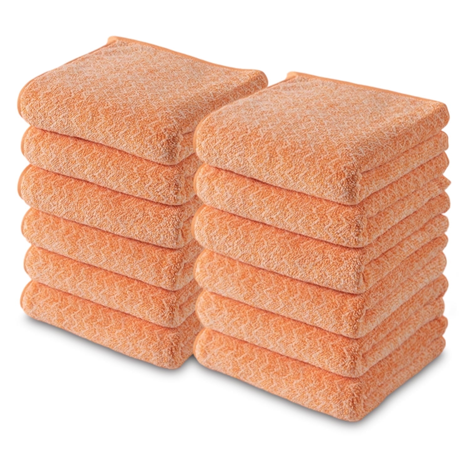 Jessy Home 12 Pack Orange Red W Stripe Washcloths for Bathroom 13x13 Inch Ultra Soft Hand Face ...