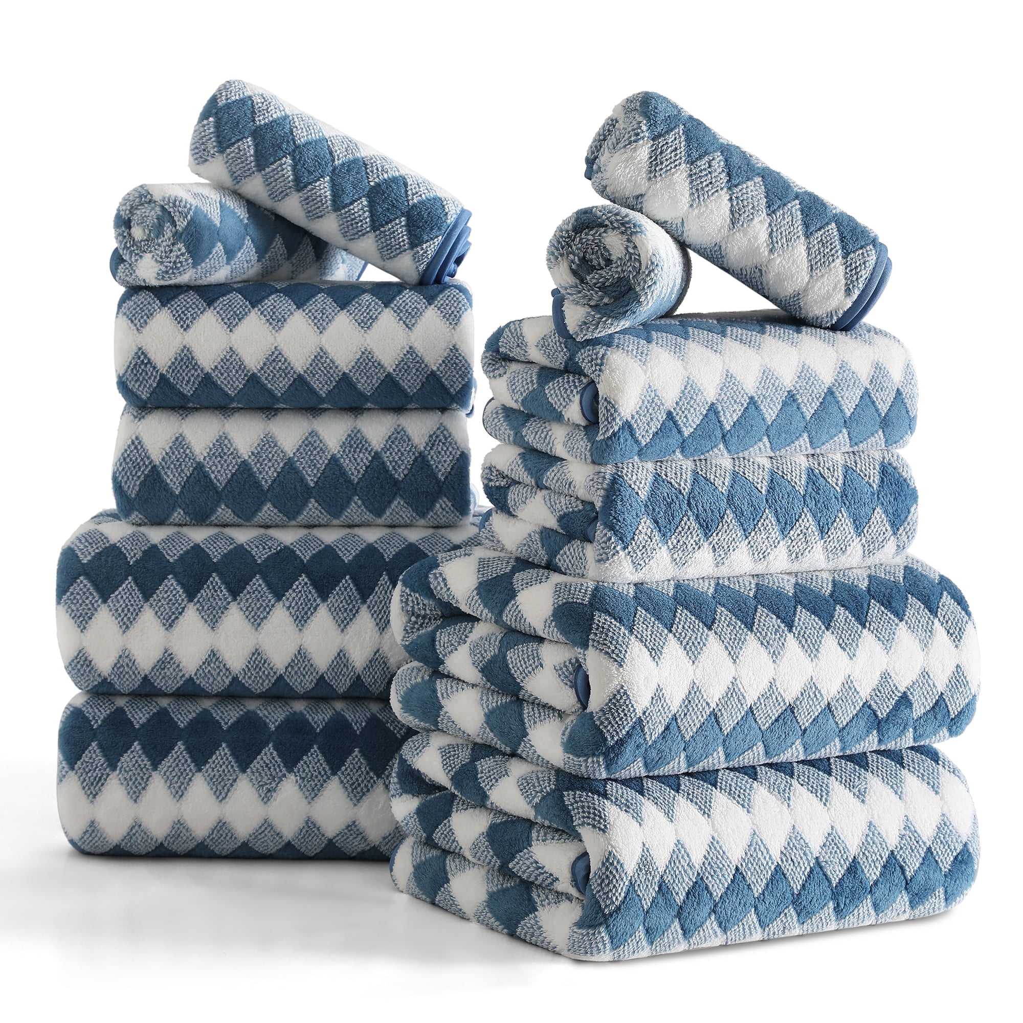 Jessy Home 12 Piece Blueberry Towel Set Soft Bath Towel for Bathroom-4 ...