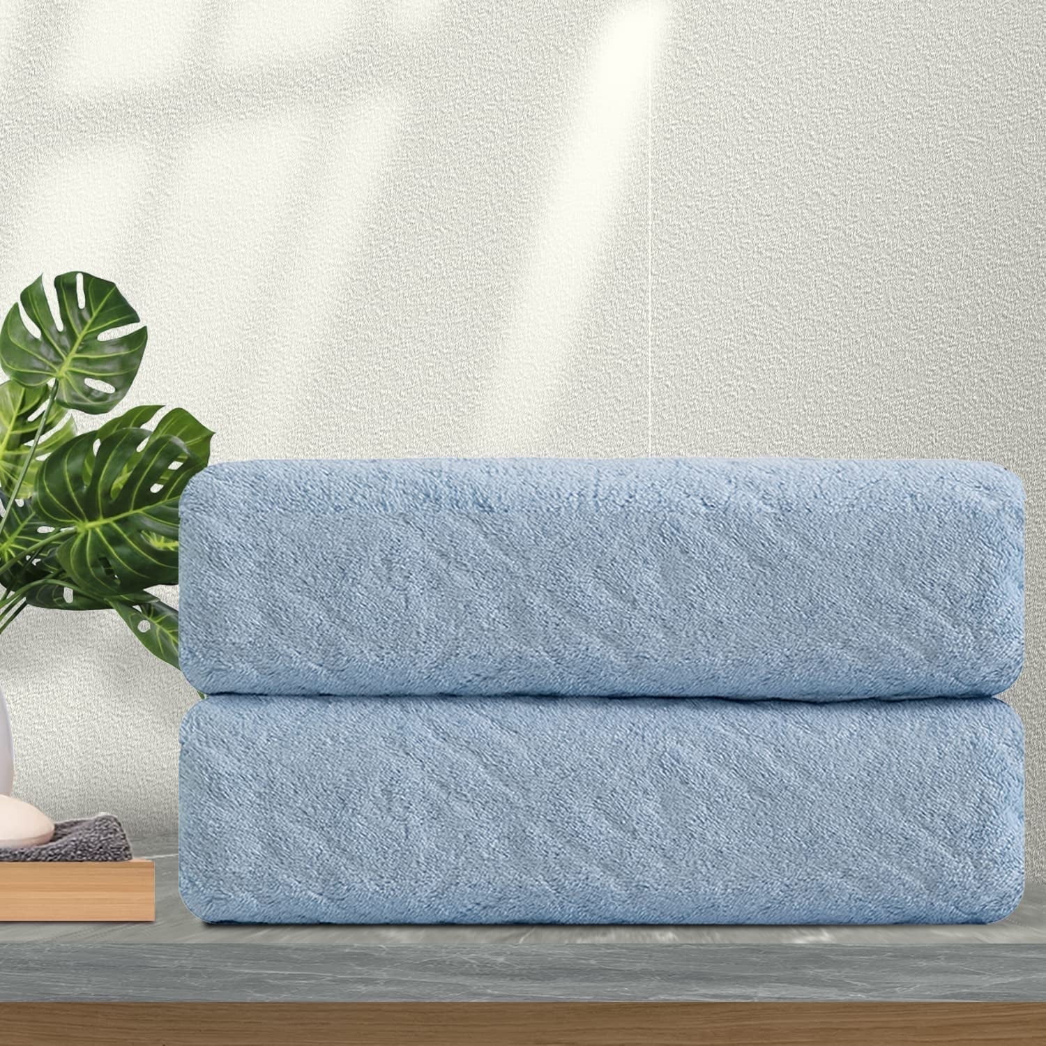Jessy Home 2 Pack Home Collection Ultra Soft Cozy Towels 200 GSM Blue ...