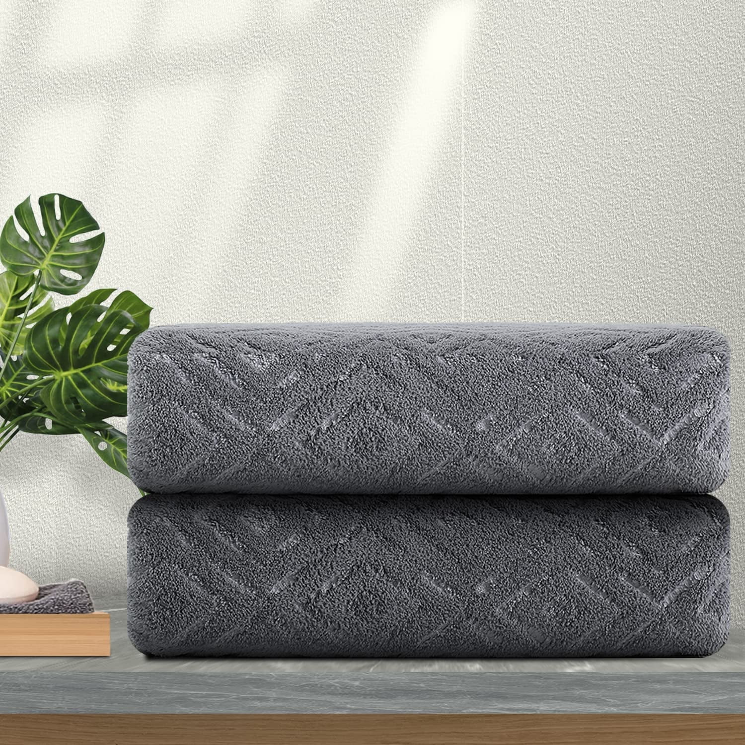 Jessy Home 2 Pack Home Collection Ultra Soft Cozy Towels 600 GSM Dark ...