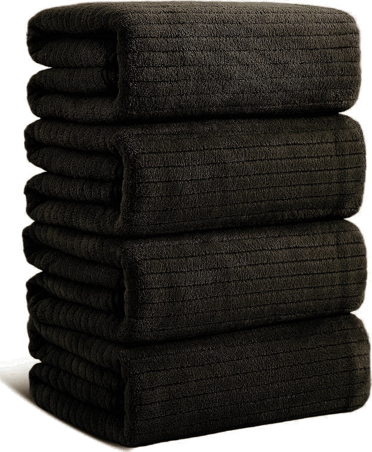 "Jessy Home 4 Pack Soft Plush Bath Towel Set, Oversized 35""x70"" Black ...