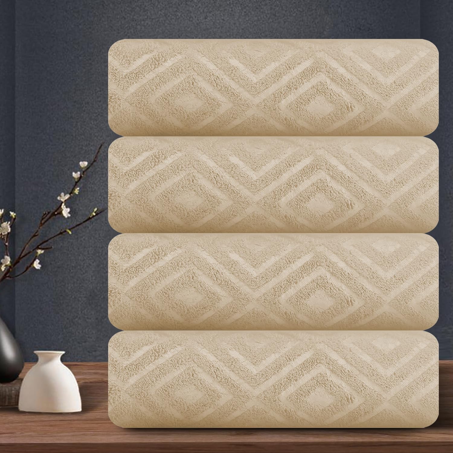 Jessy Home 4 Pack Camel Oversized Bath Towels 35"x70"-600 GSM Soft ...