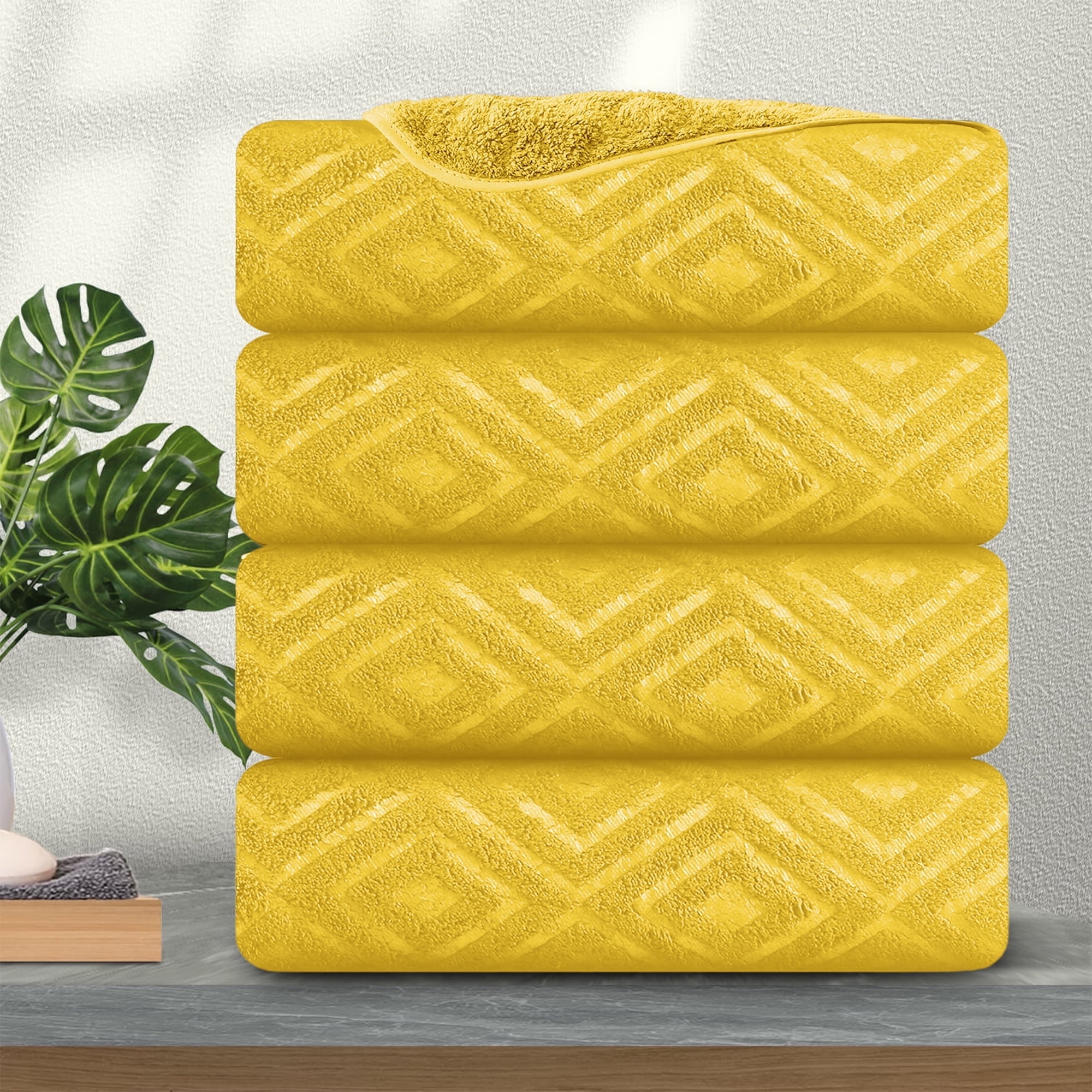 Jessy Home 4 Pack Dark Yellow Oversized Bath Towels 35"x70"-600 GSM ...