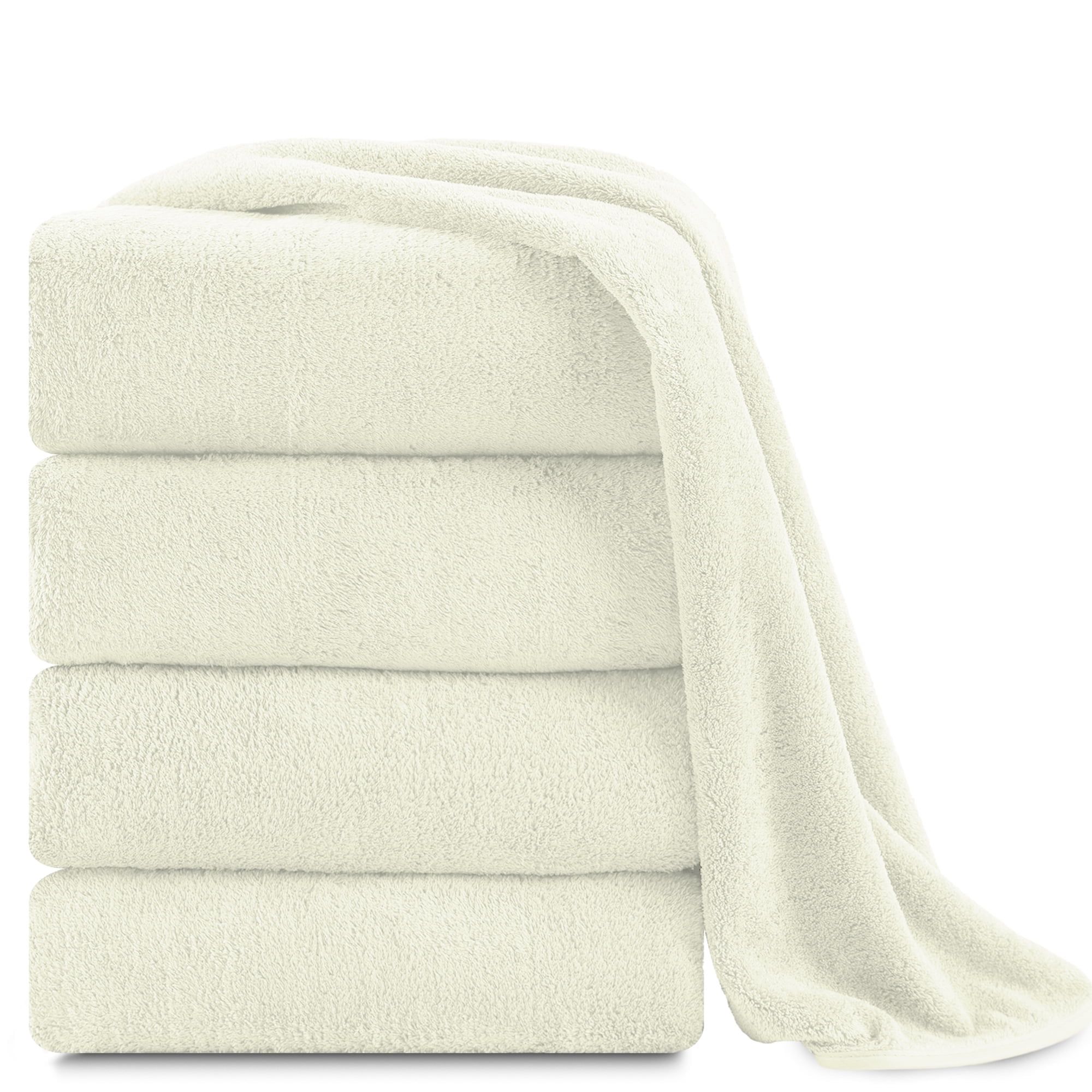 Jessy Home 4 Pack Oversized Bath Sheet Towels 700 GSM Ultra Soft Cream ...