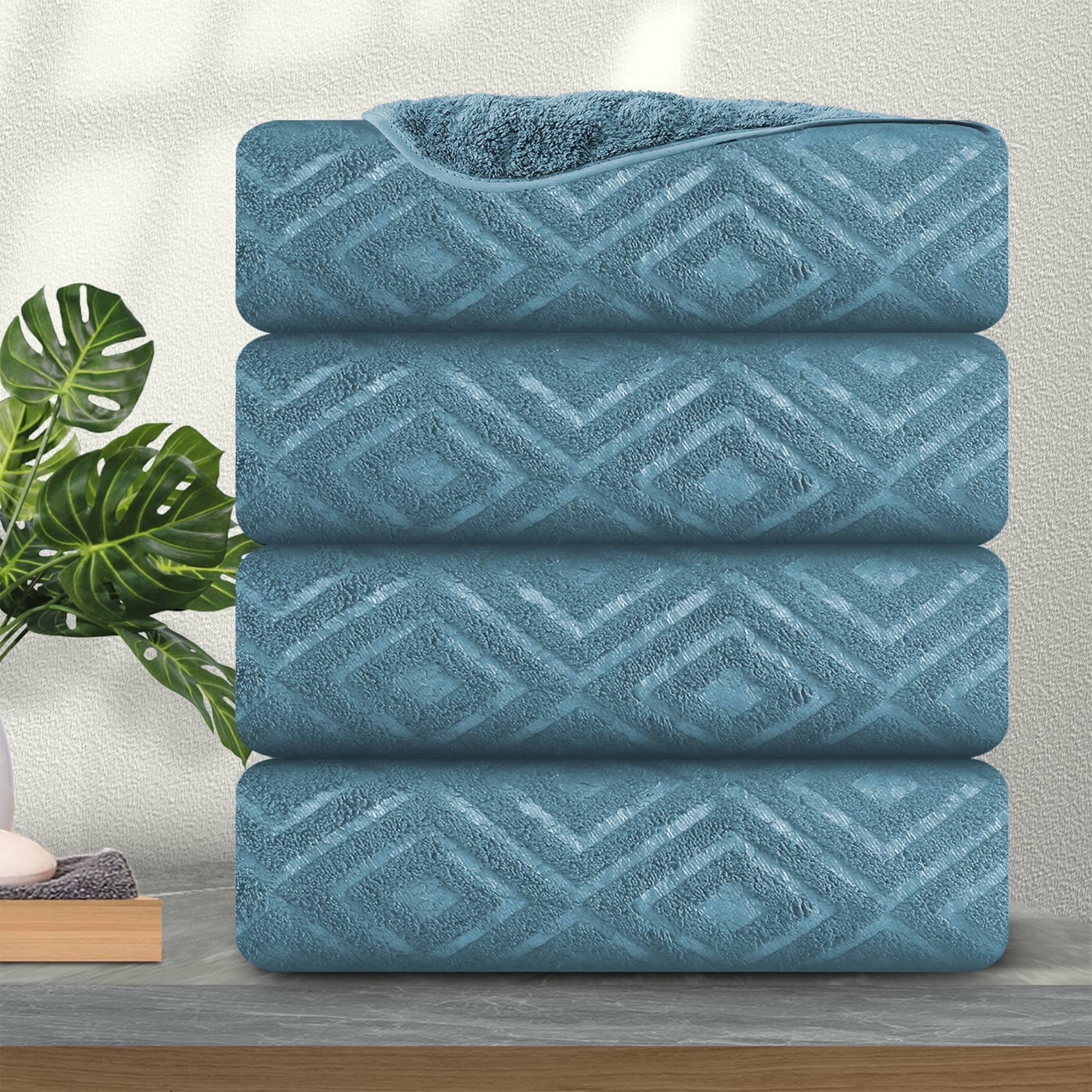 Jessy Home 4 Pack Bath Towels Turquoise Oversized Bath Sheet 35"x70 ...