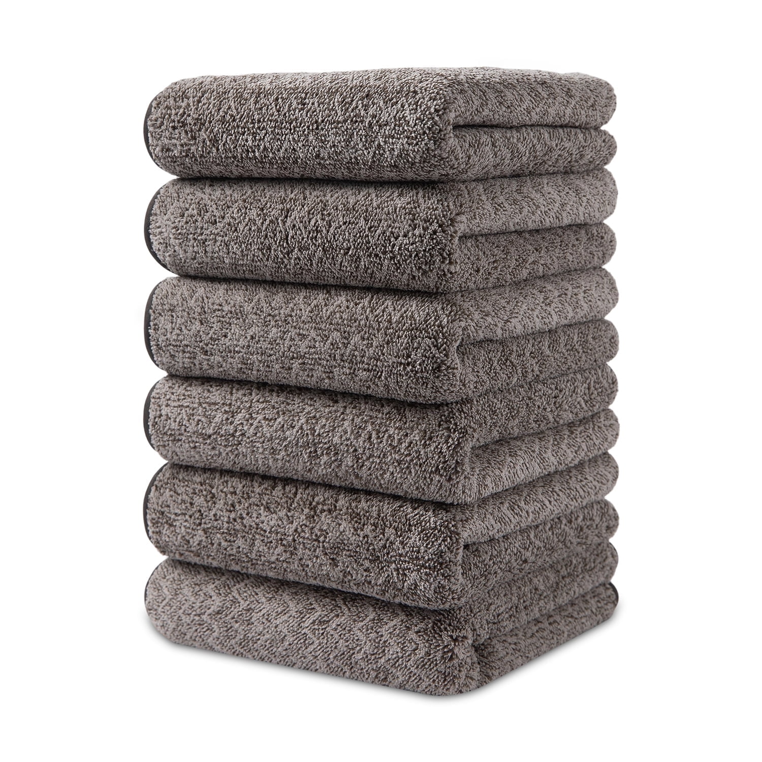 Jessy Home 6 Pack Brown W Stripe Washcloths for Bathroom 13x13 Inch Ultra Soft Hand Face Towels ...