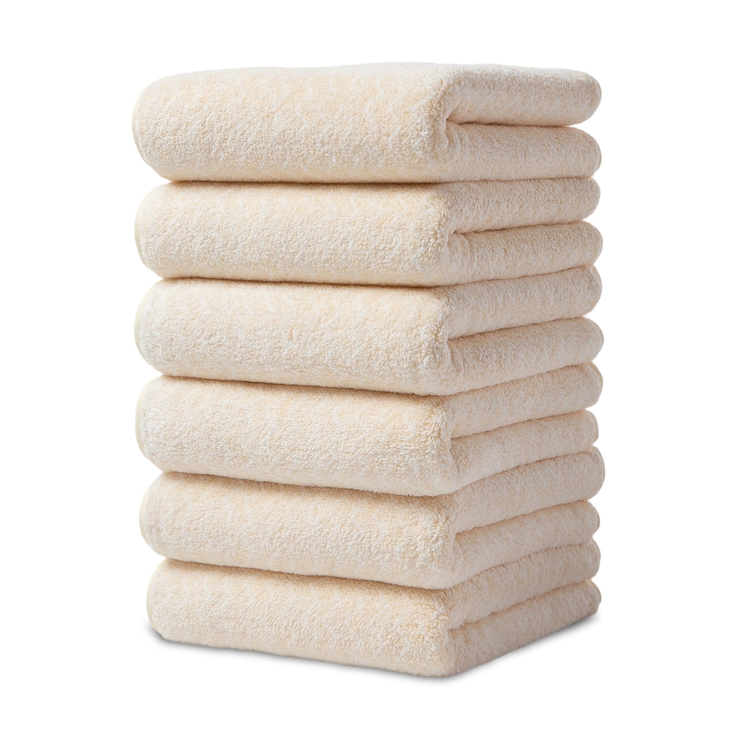 Jessy Home 6 Pack Cream W Stripe Washcloths for Bathroom 13x13 Inch Ultra Soft Hand Face Towels ...