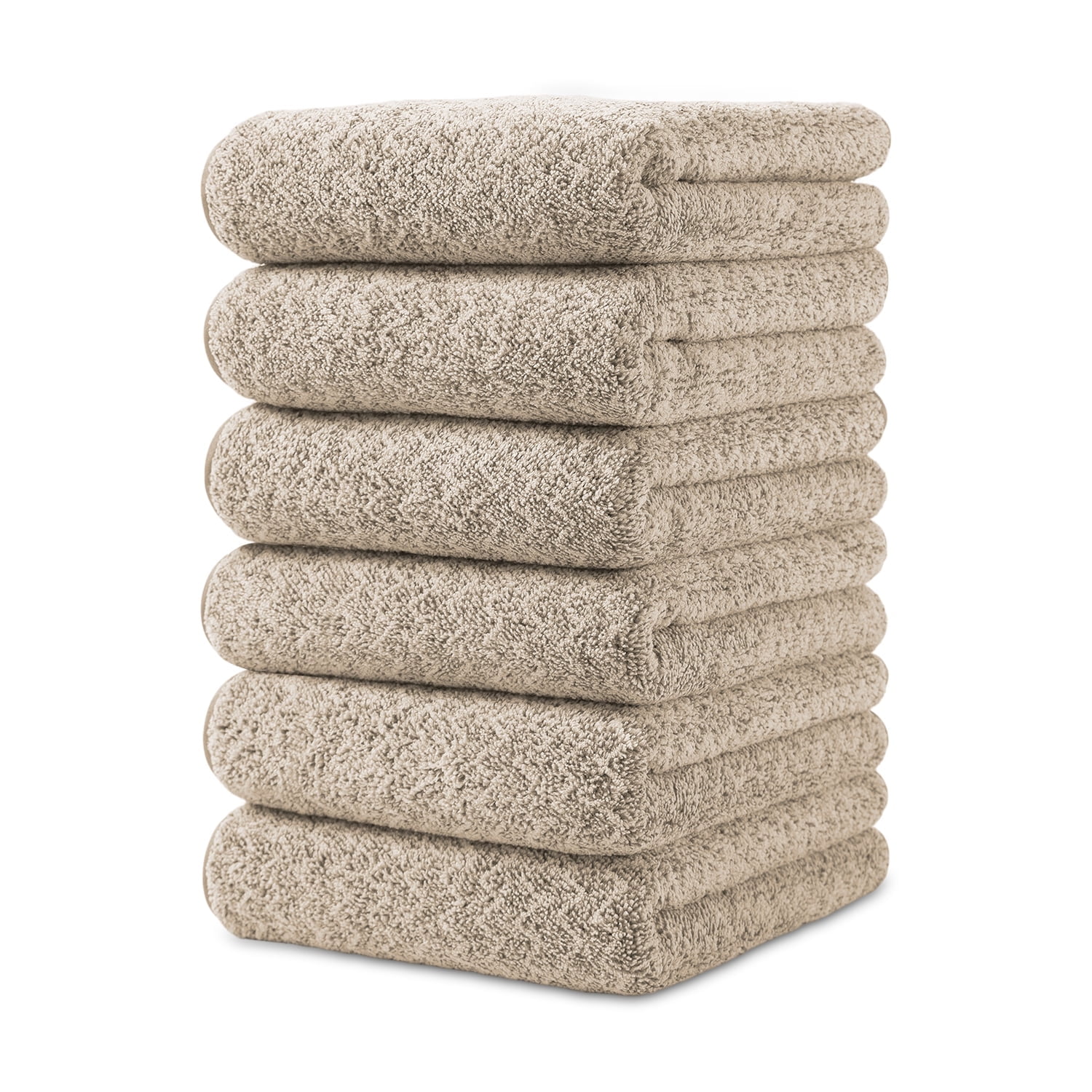 Jessy Home 6 Pack Dark Camel W Stripe Washcloths for Bathroom 13x13 Inch Ultra Soft Hand Face ...