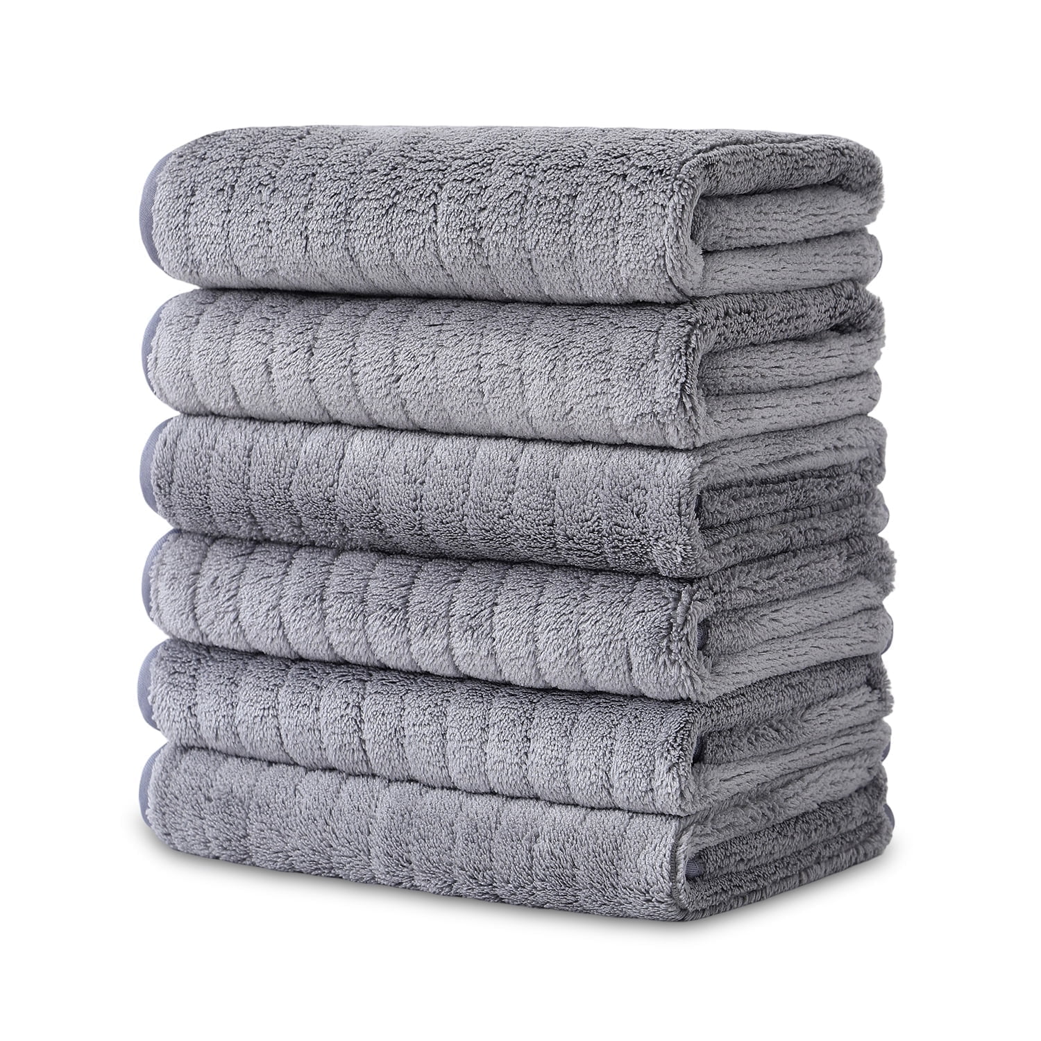 Jessy Home 6 Pack Dark Gray Stripe Washcloths for Bathroom 13x13 Inch ...