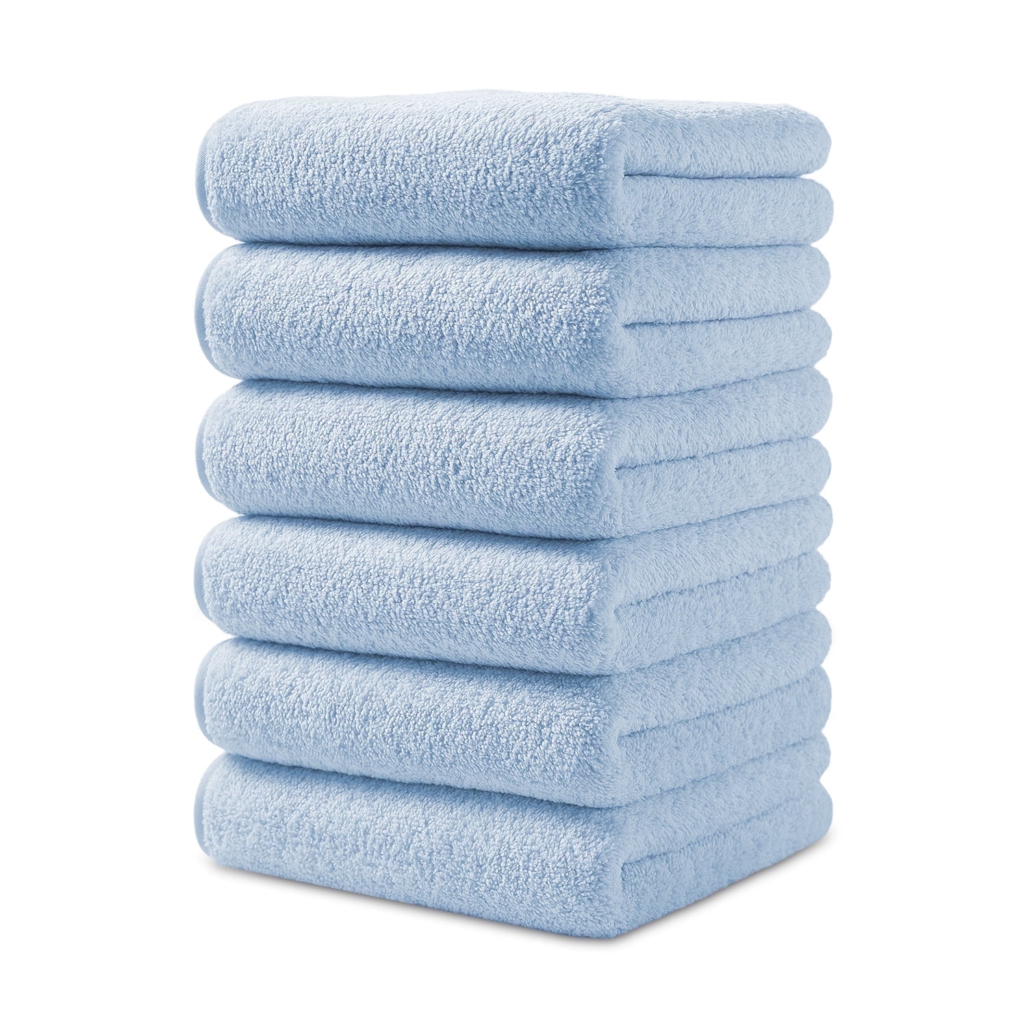 Jessy Home 6 Pack Light Blue W Stripe Washcloths for Bathroom 13x13 ...