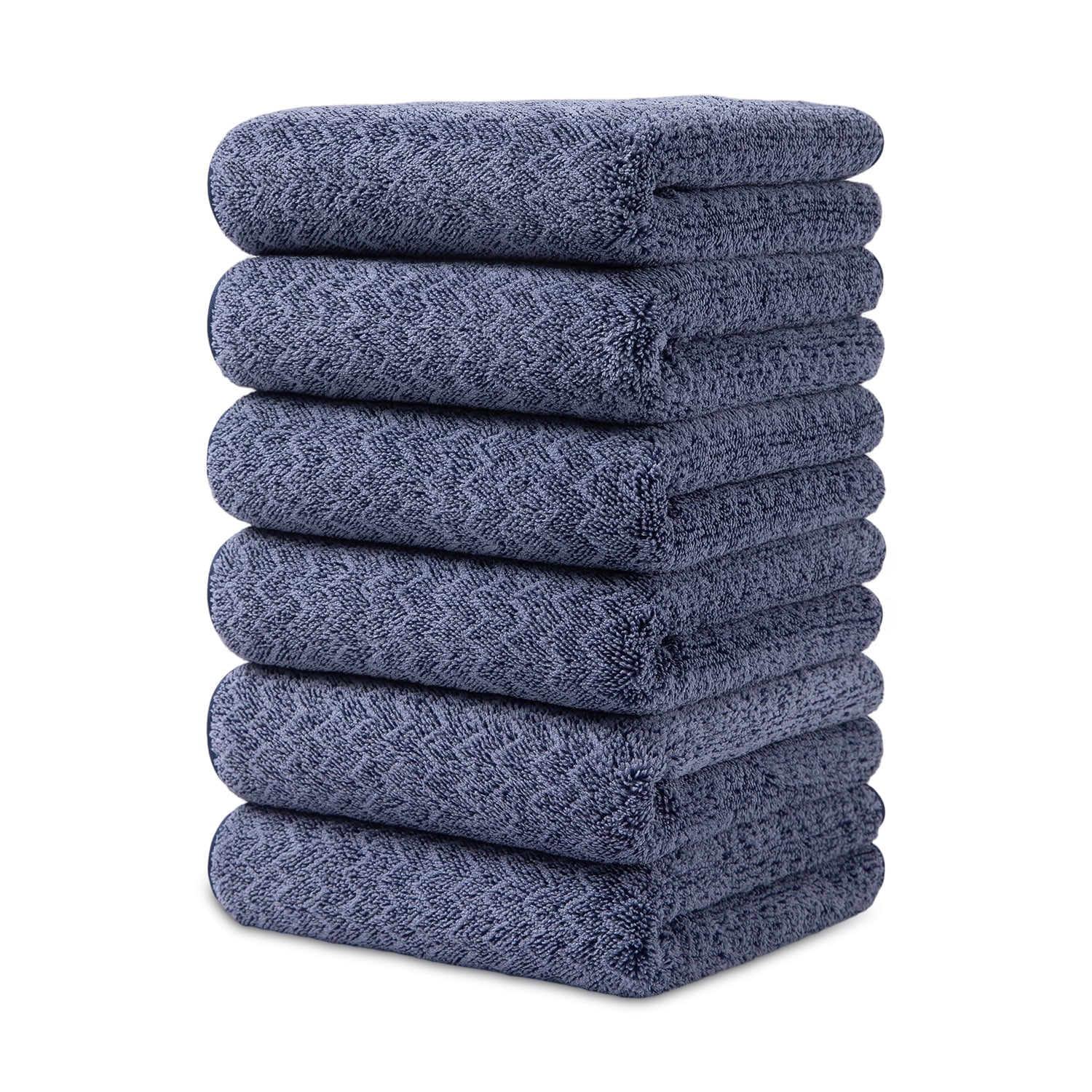 Jessy Home 6 Pack Navy Blue W Stripe Washcloths for Bathroom 13x13 Inch ...