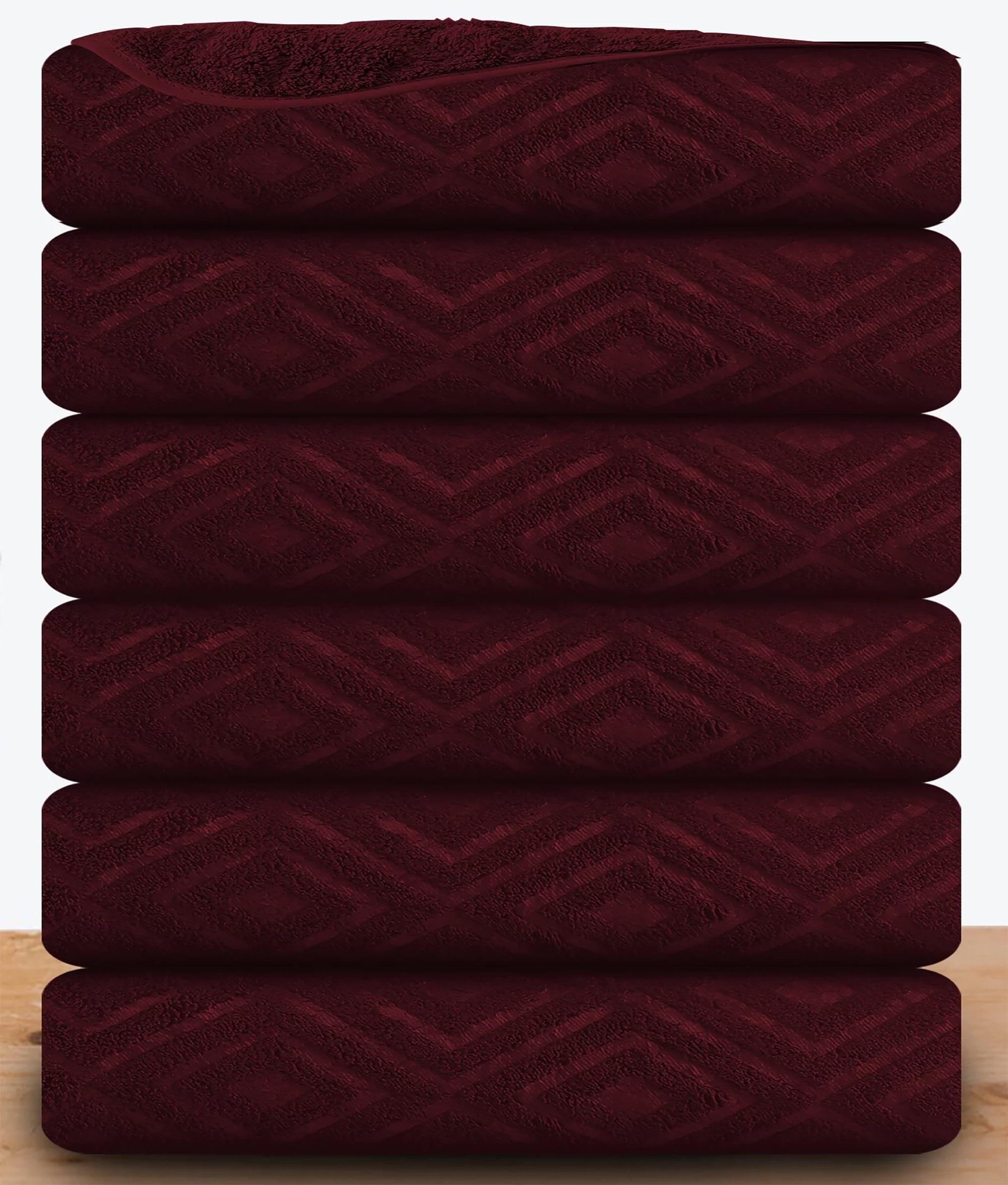 Jessy Home 6 Pack Towel Set Wine Red Oversized Bath Towels 27"x54"-600 ...