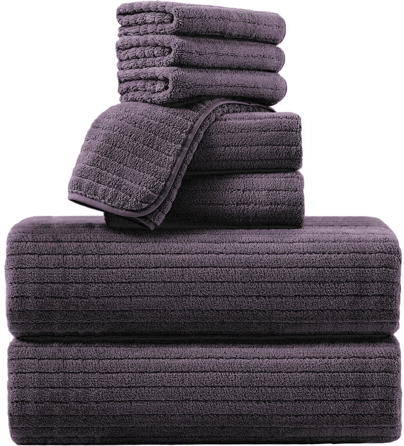 Jessy Home Microfiber Bath Towels Set 8 Pcs Dark Purple Large Oversized ...