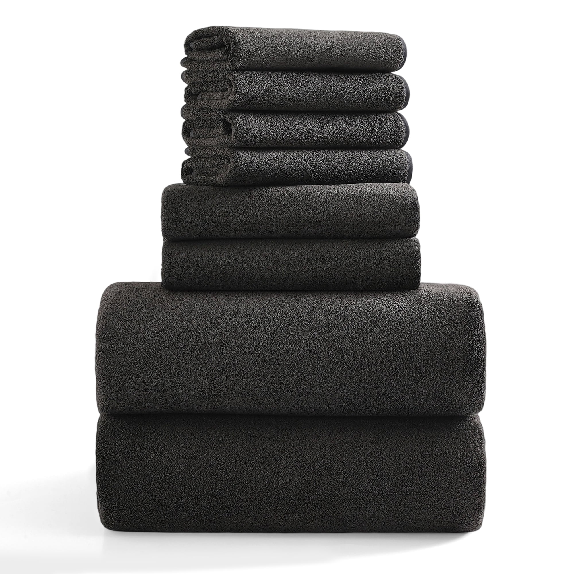 Jessy Home 8 Piece Home Collection Ultra Soft Cozy Towels 700 GSM Black ...