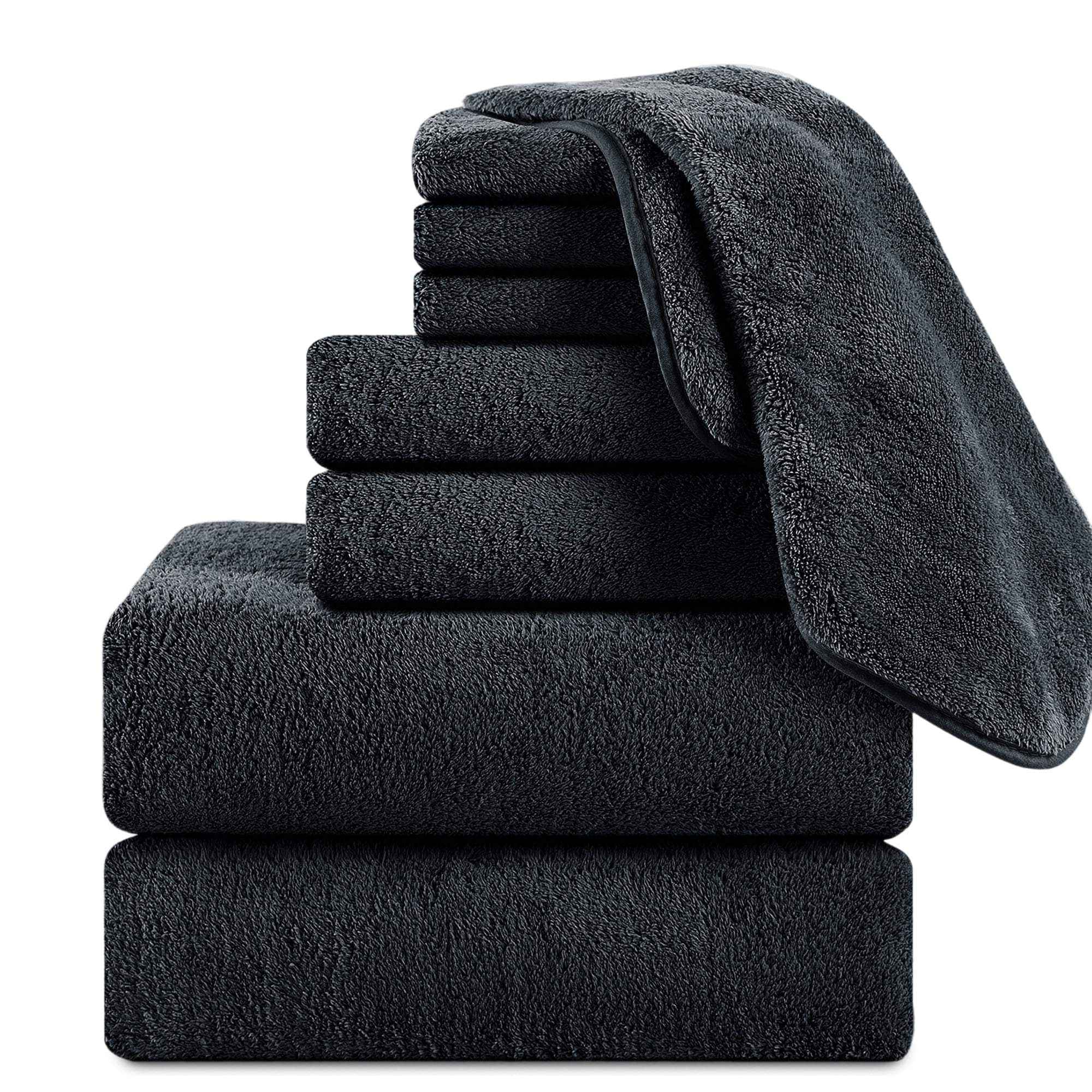 Jessy Home 8 Piece Home Collection Ultra Soft Cozy Towels 700 GSM Black ...