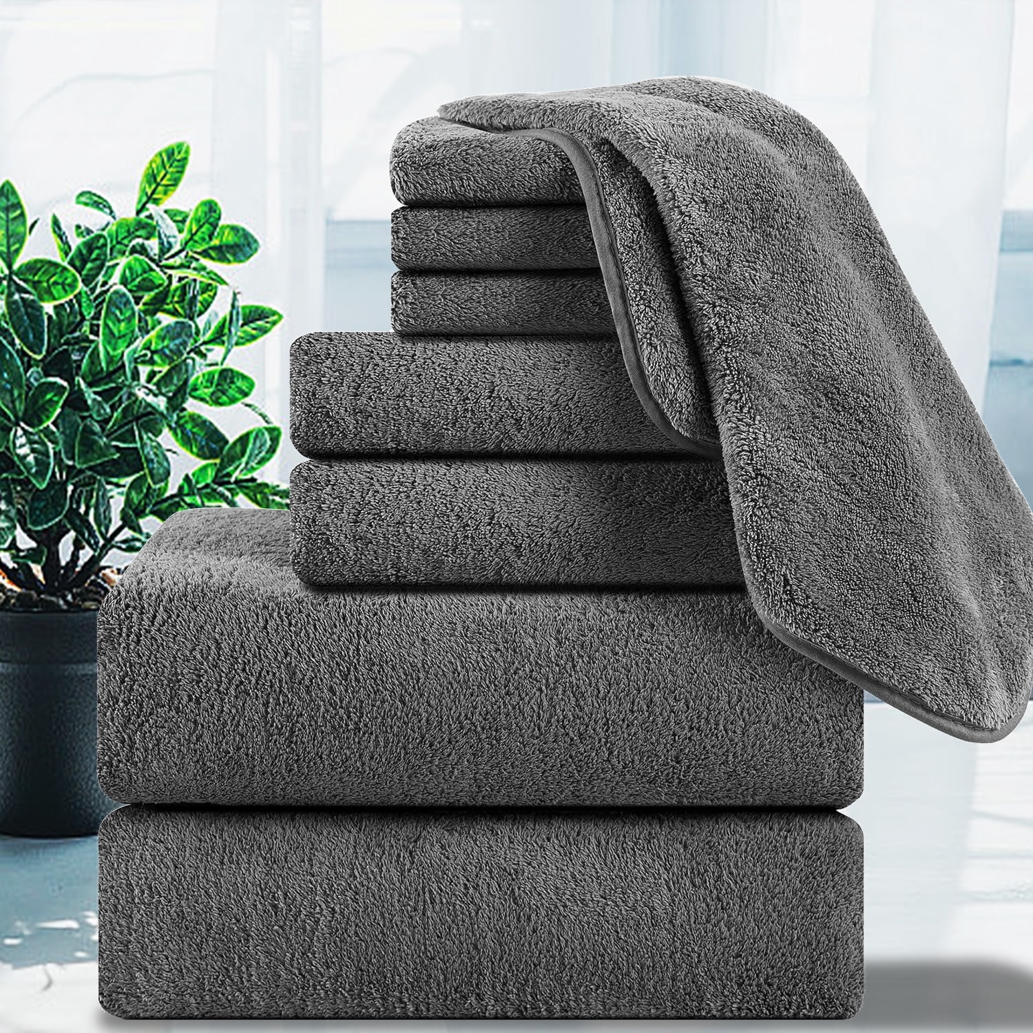 Jessy Home 8 Piece Home Collection Ultra Soft Cozy Towels 700 GSM Dark ...