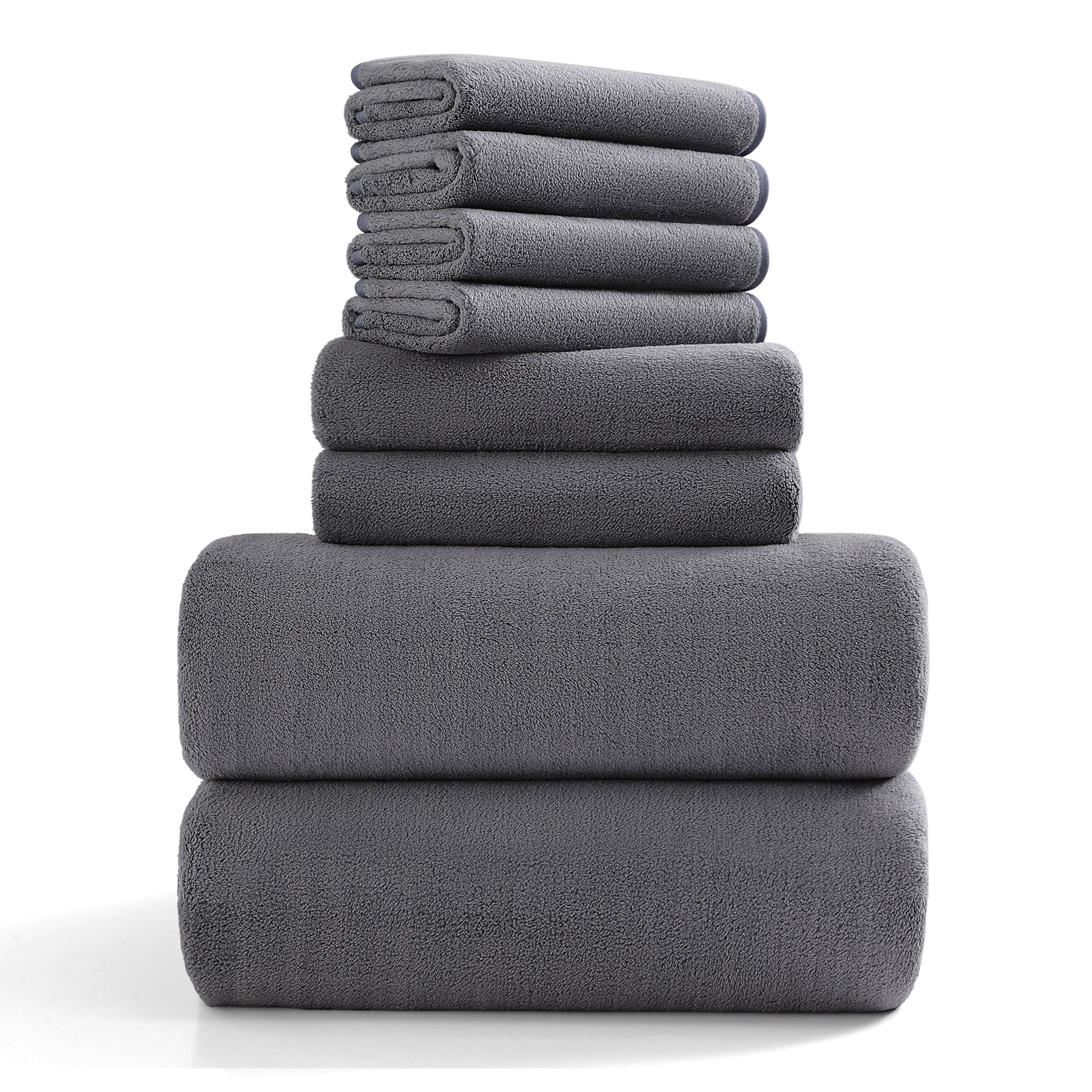 Jessy Home Large Microfiber Plush Towels Set 8 Piece Ultra Soft 700 GSM ...