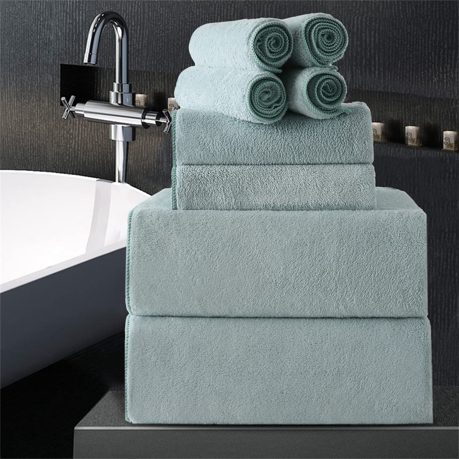 Jessy Home 8 Piece Home Collection Ultra Soft Cozy Towels 700 GSM Light ...