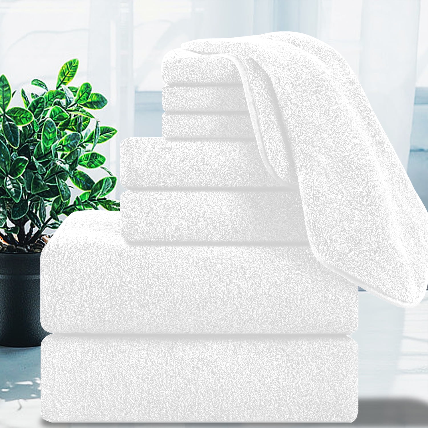 Jessy Home 8 Piece Home Collection Ultra Soft Cozy Towels 700 GSM White ...