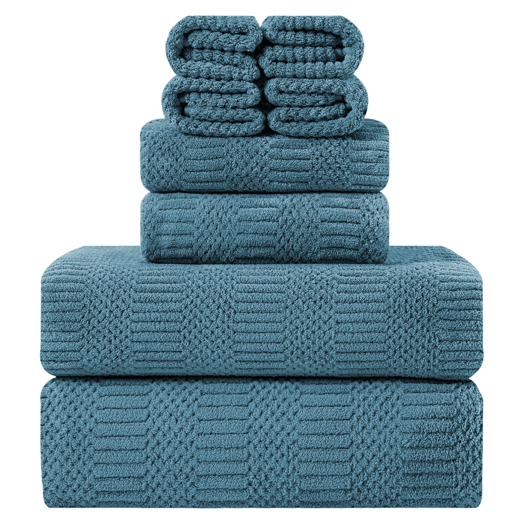 Jessy Home 8 Piece Oversized Green Pine Bath Towel Set, Soft Plush ...