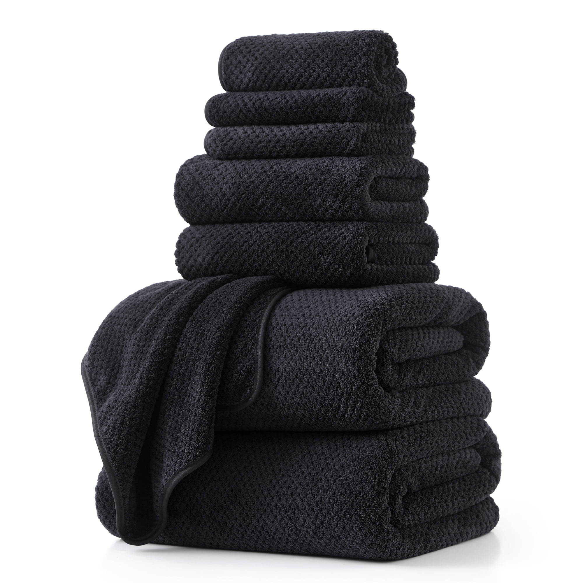 Jessy Home 8 Piece Towel Set Oversized Soft Cozy Towels 600 GSM Black ...