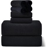 Jessy Home 8 Piece Towel Set Oversized Soft Cozy Towels 600 GSM Black ...