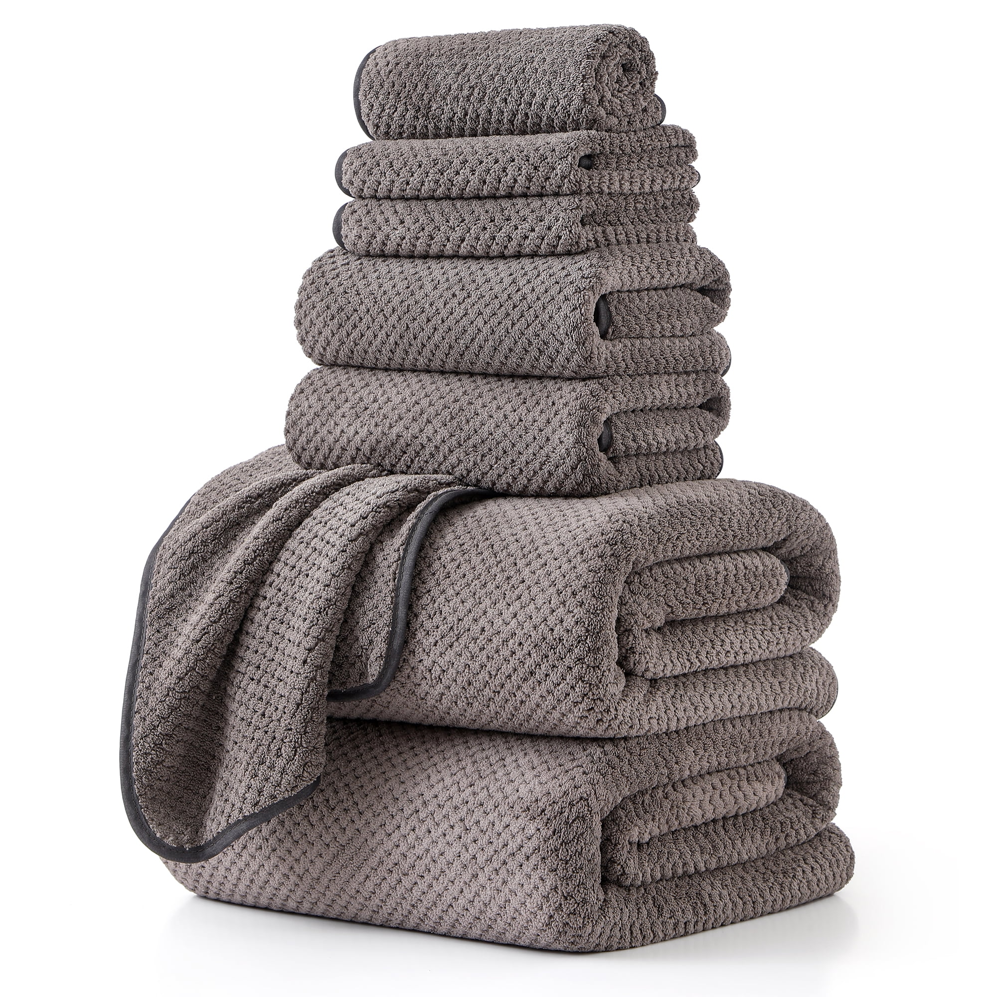 Jessy Home Oversized Microfiber Plush Towel Set 8 Piece Soft Cozy 600 ...