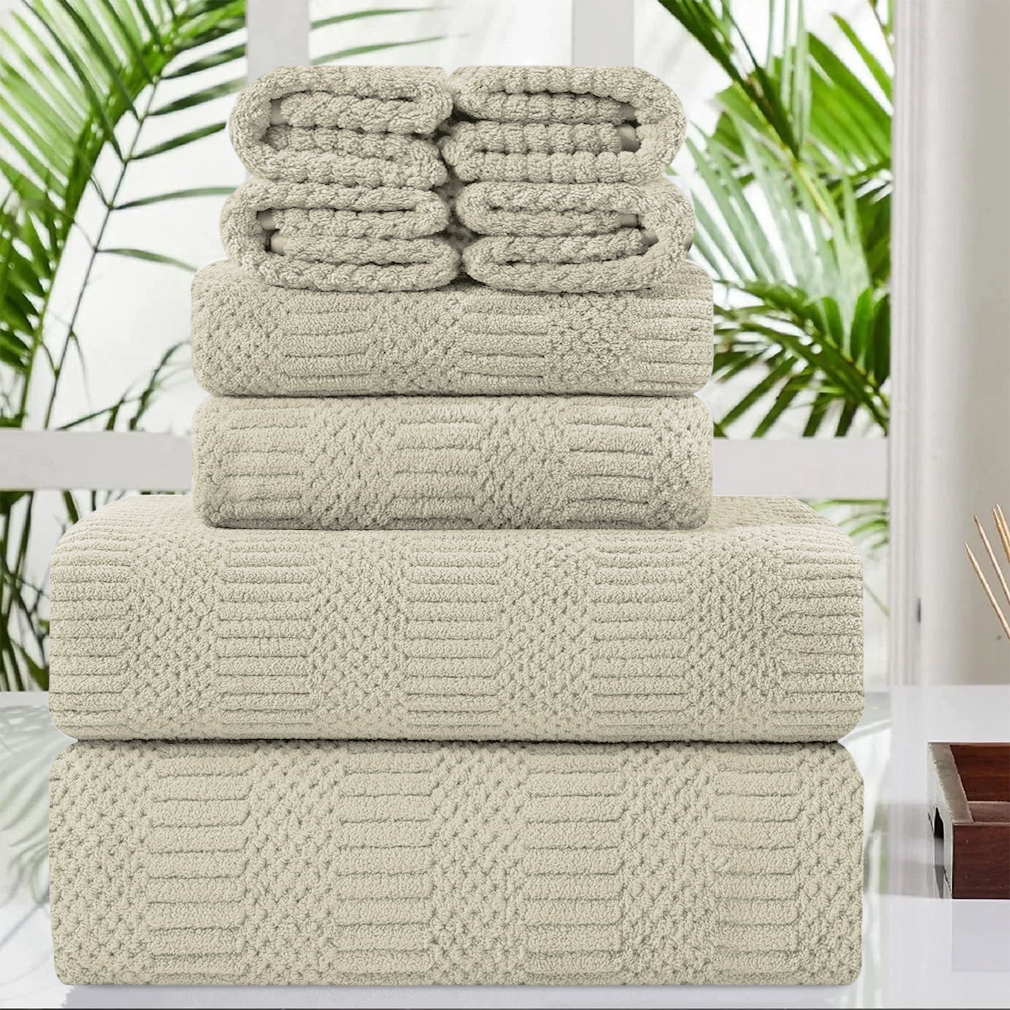 Jessy Home 8 Piece Towel Set Oversized Soft Cozy Towels 600 GSM Light ...