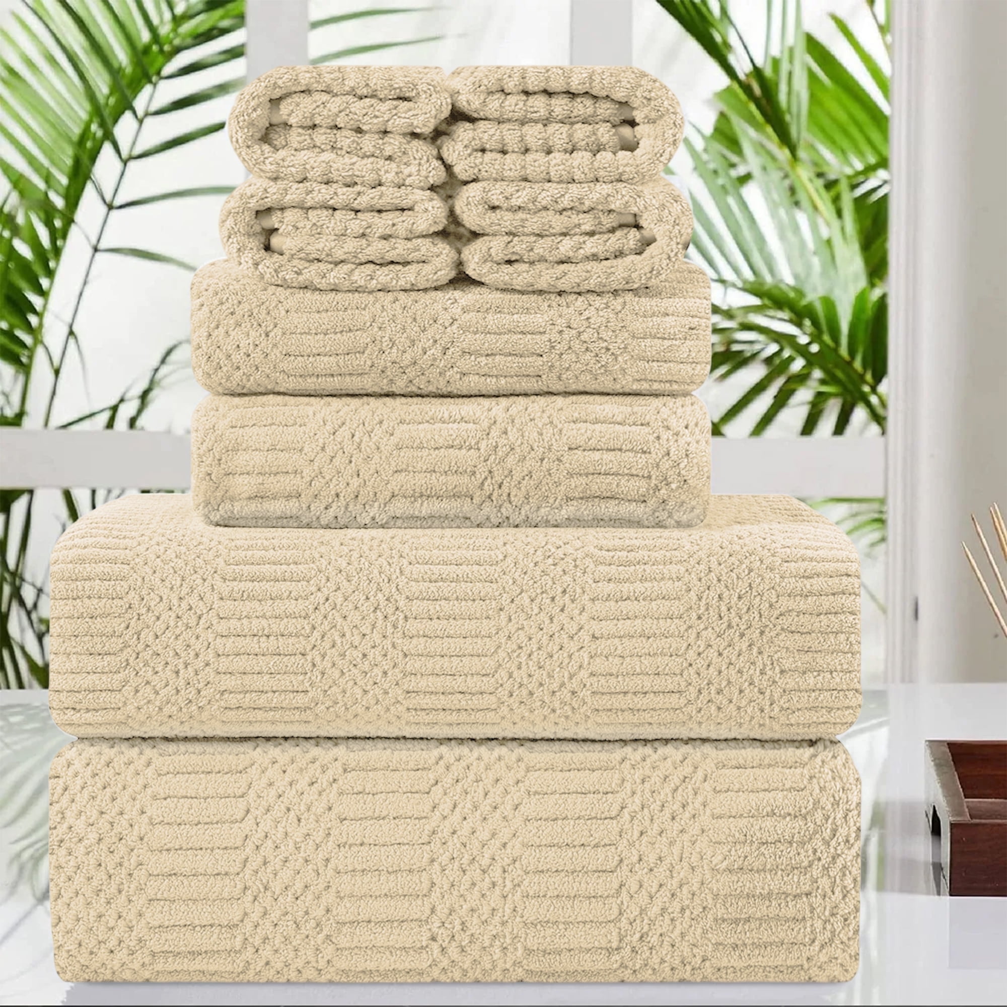 Jessy Home 8 Piece Towel Set Oversized Soft Cozy Towels 600 GSM Apricot ...