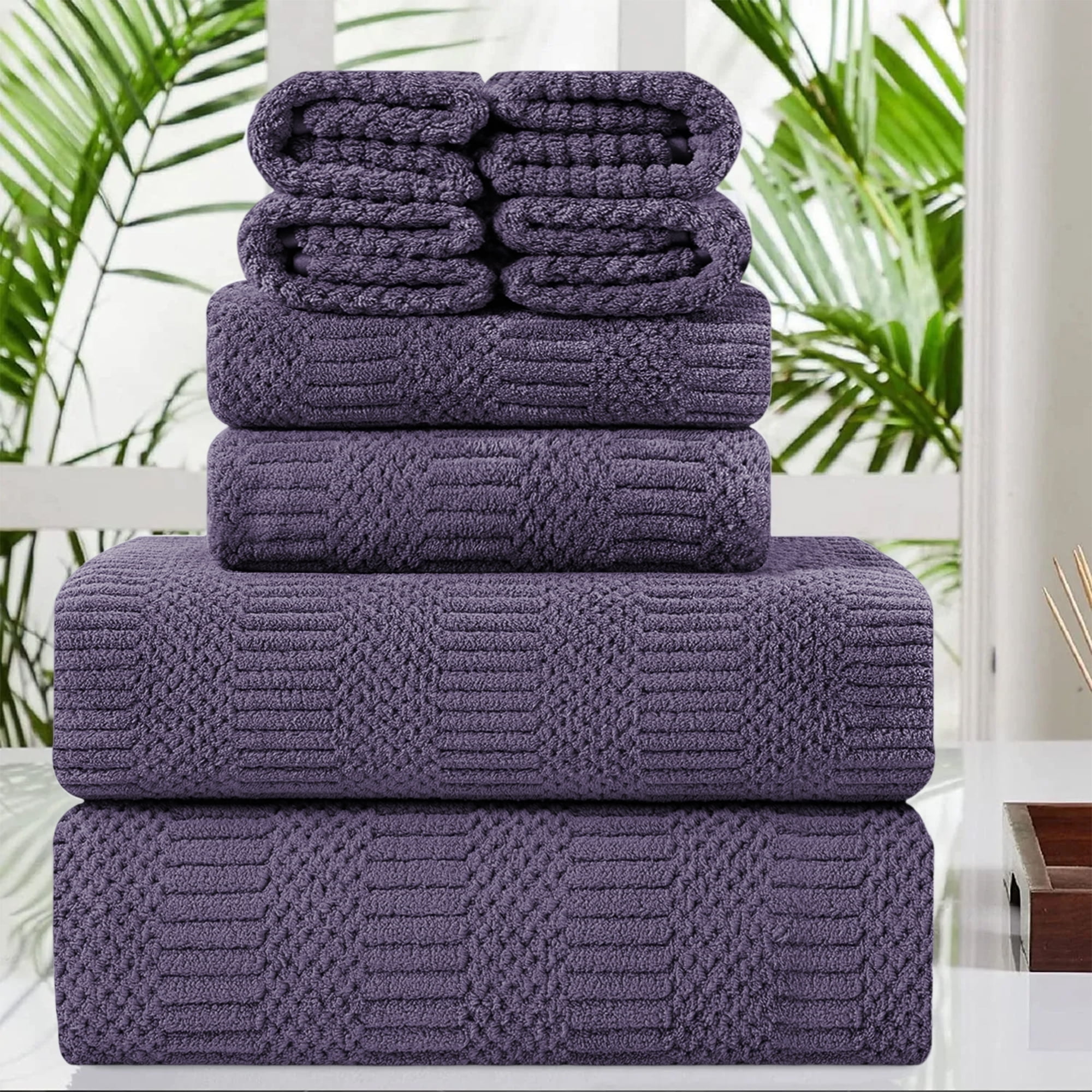 Jessy Home 8 Piece Towel Set Oversized Soft Cozy Towels 600 GSM Dark ...